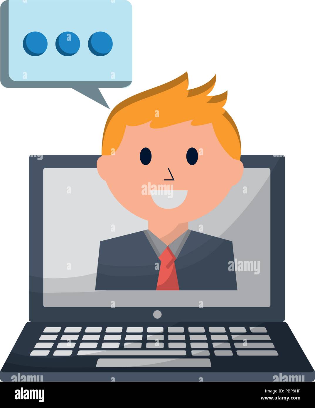 business man employee chat bubble laptop vector illustration Stock ...