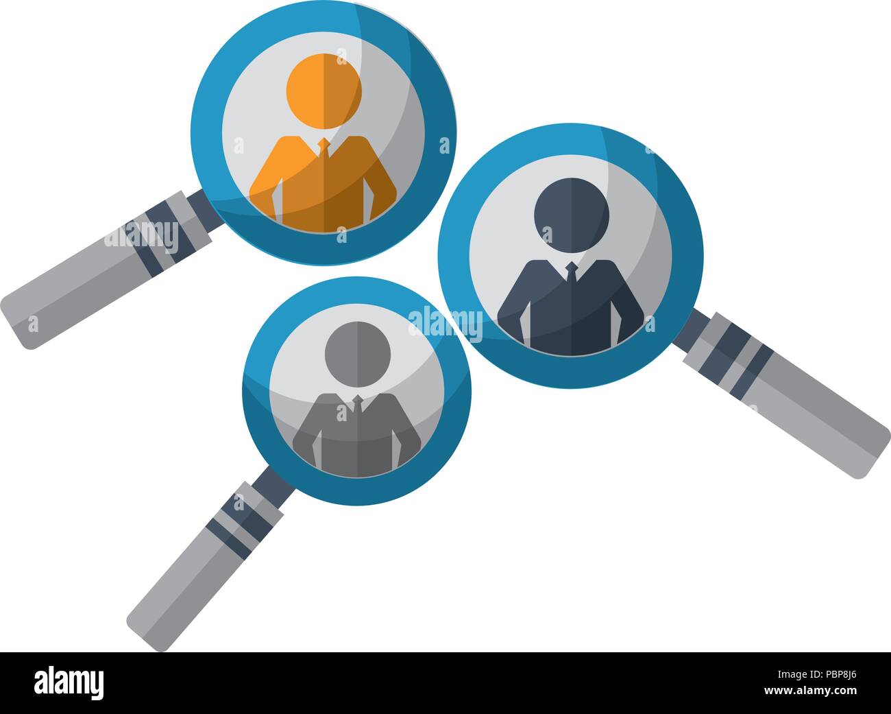group people in magnifying glass human resources vector illustration ...