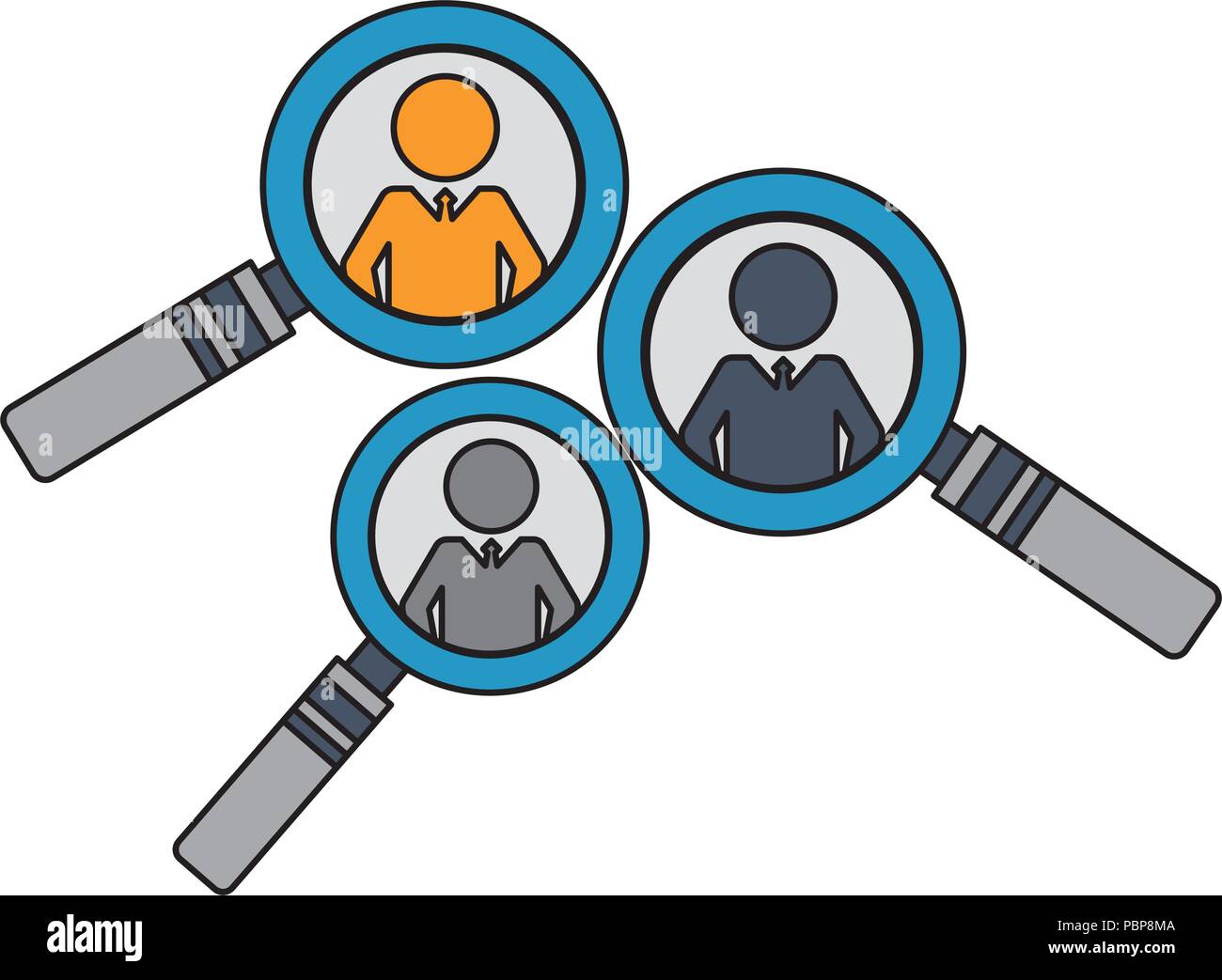 group people in magnifying glass human resources vector illustration ...