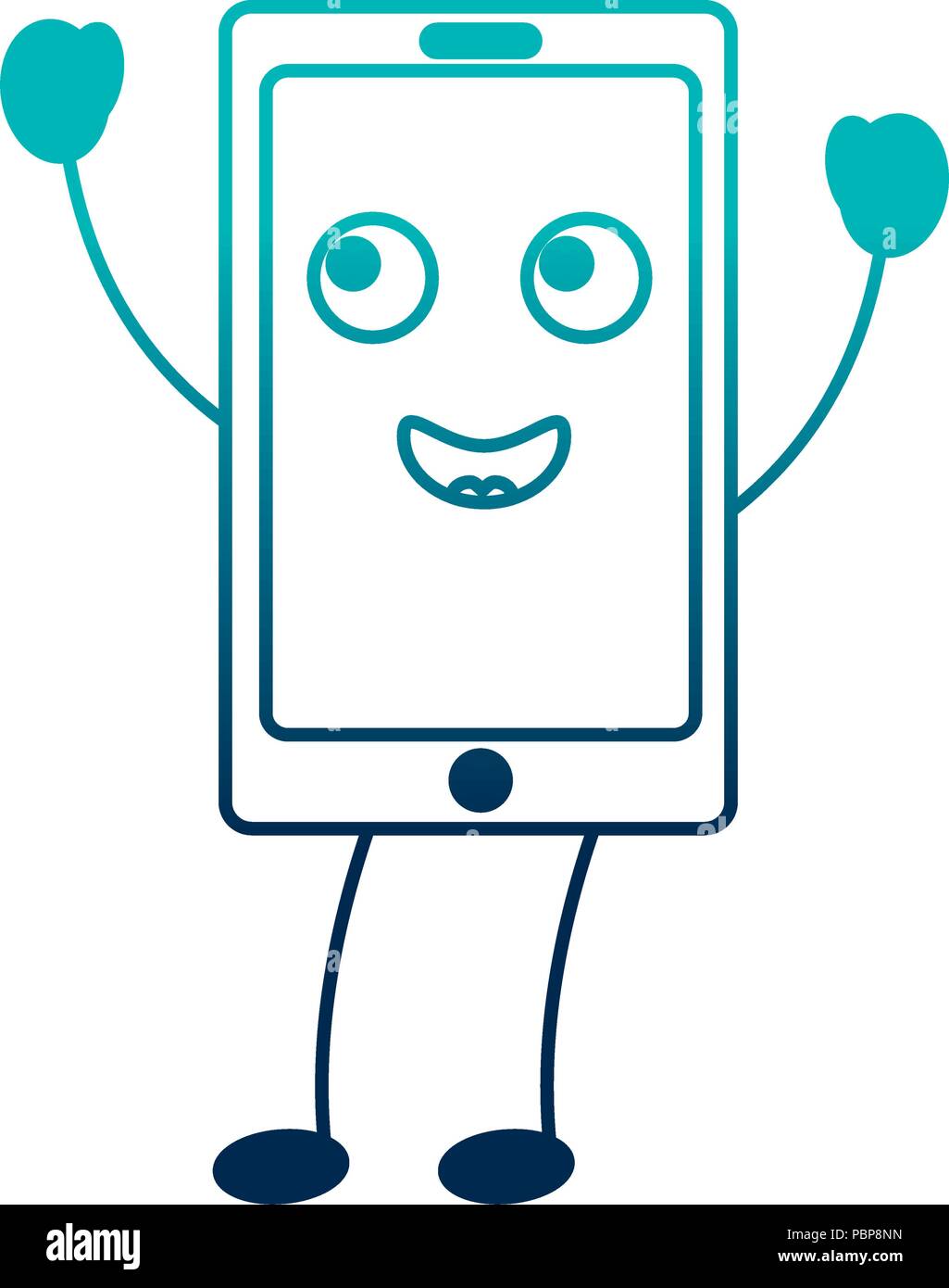 smartphone kawaii cartoon happy device vector illustration Stock Vector ...