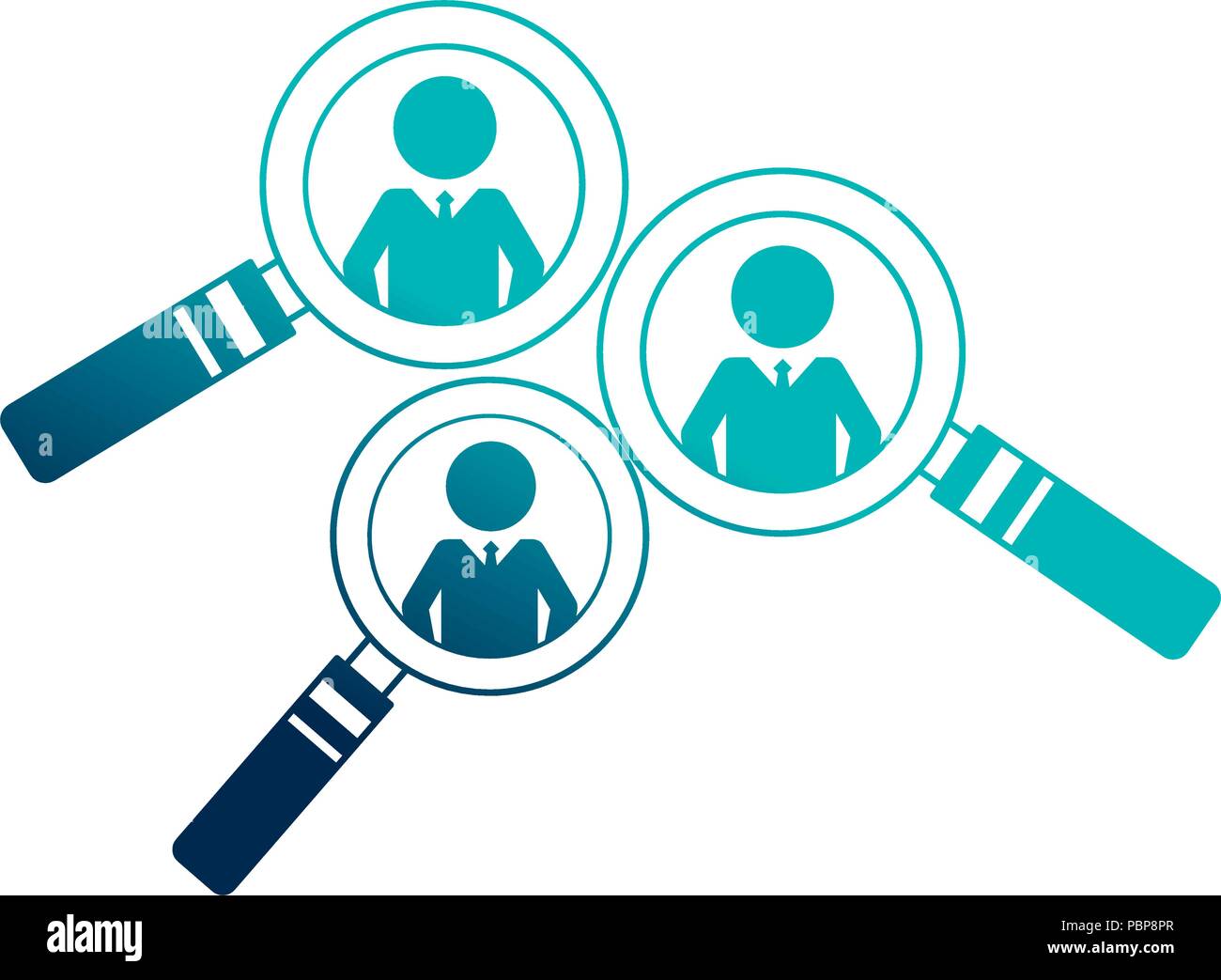 group people in magnifying glass human resources vector illustration ...
