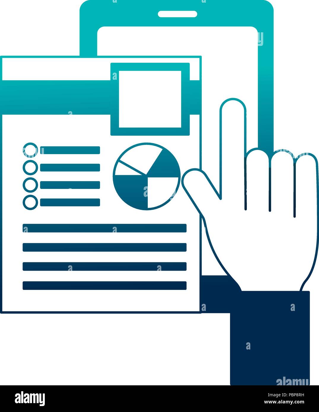 hand selecting human resources smartphone vector illustration Stock ...