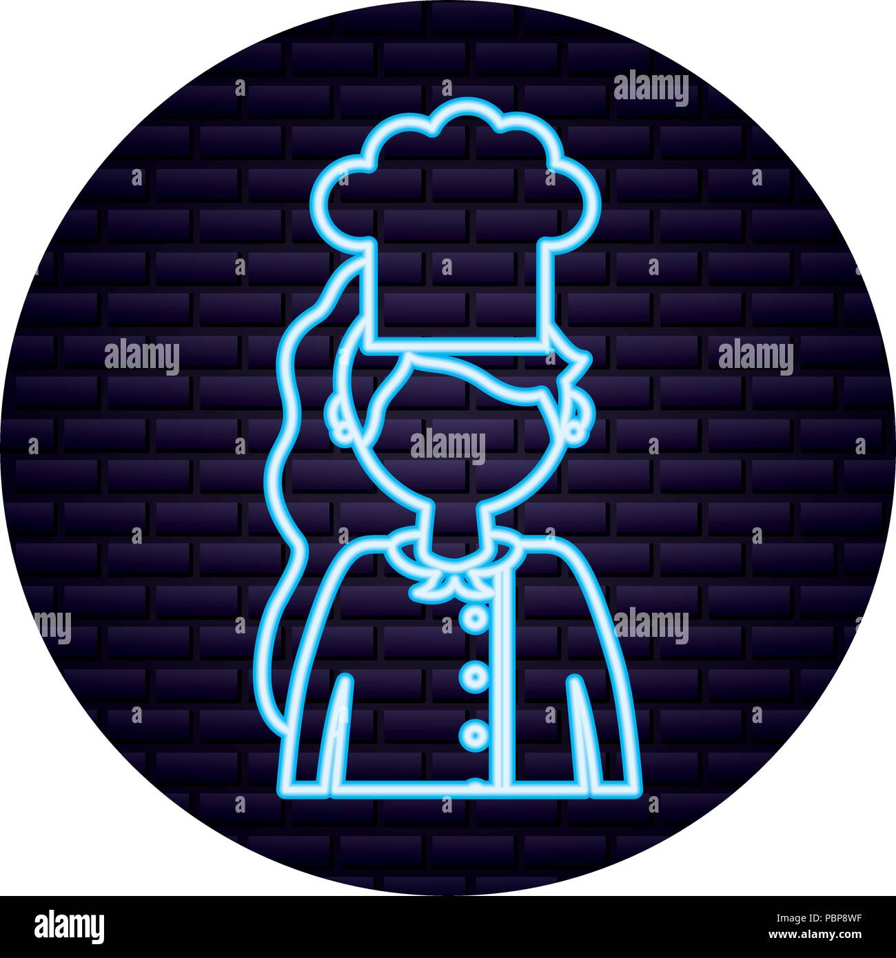 female chef neon on brick wall vector illustration Stock Vector Image ...