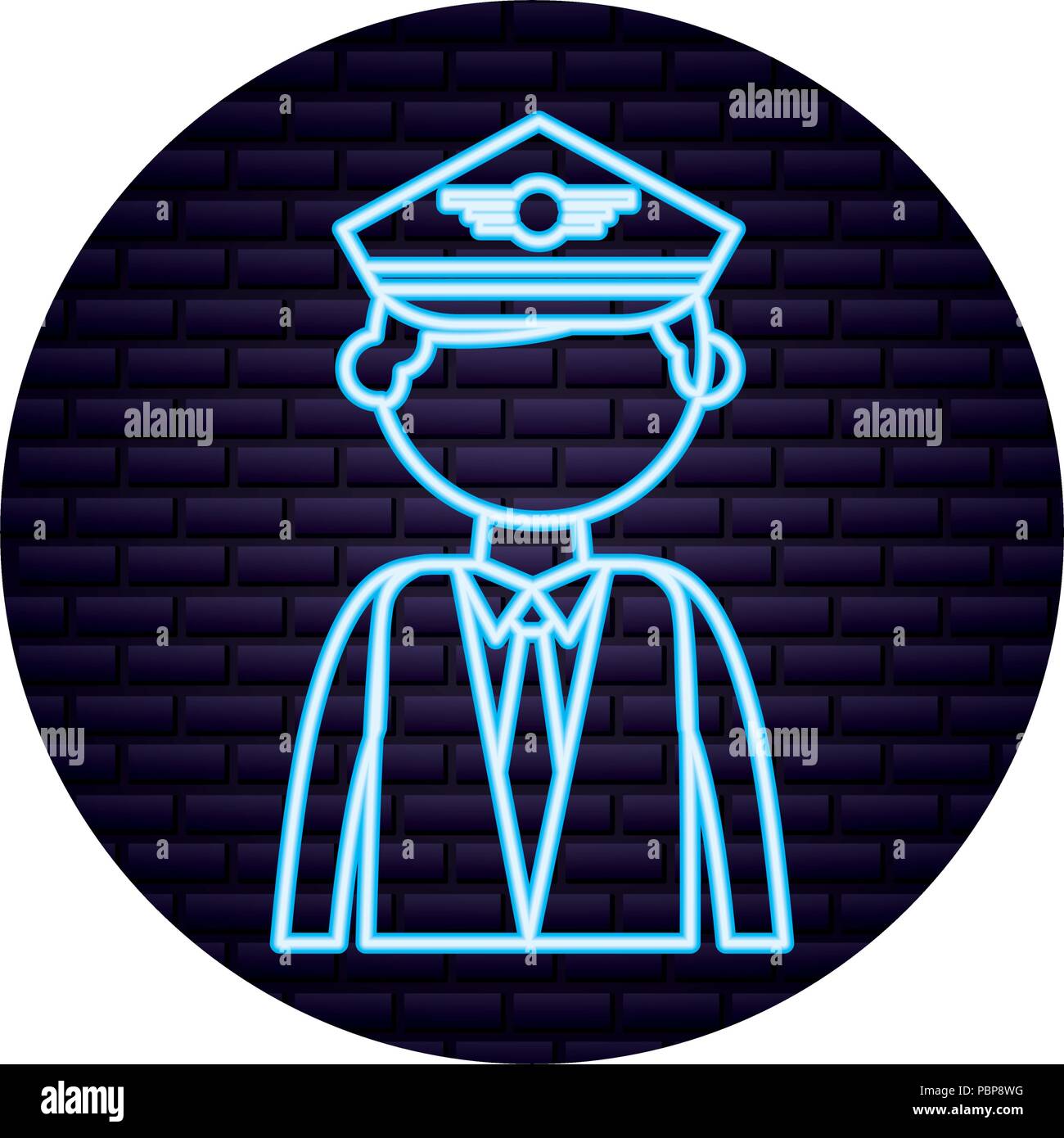 pilot neon on brick wall vector illustration Stock Vector Image & Art ...