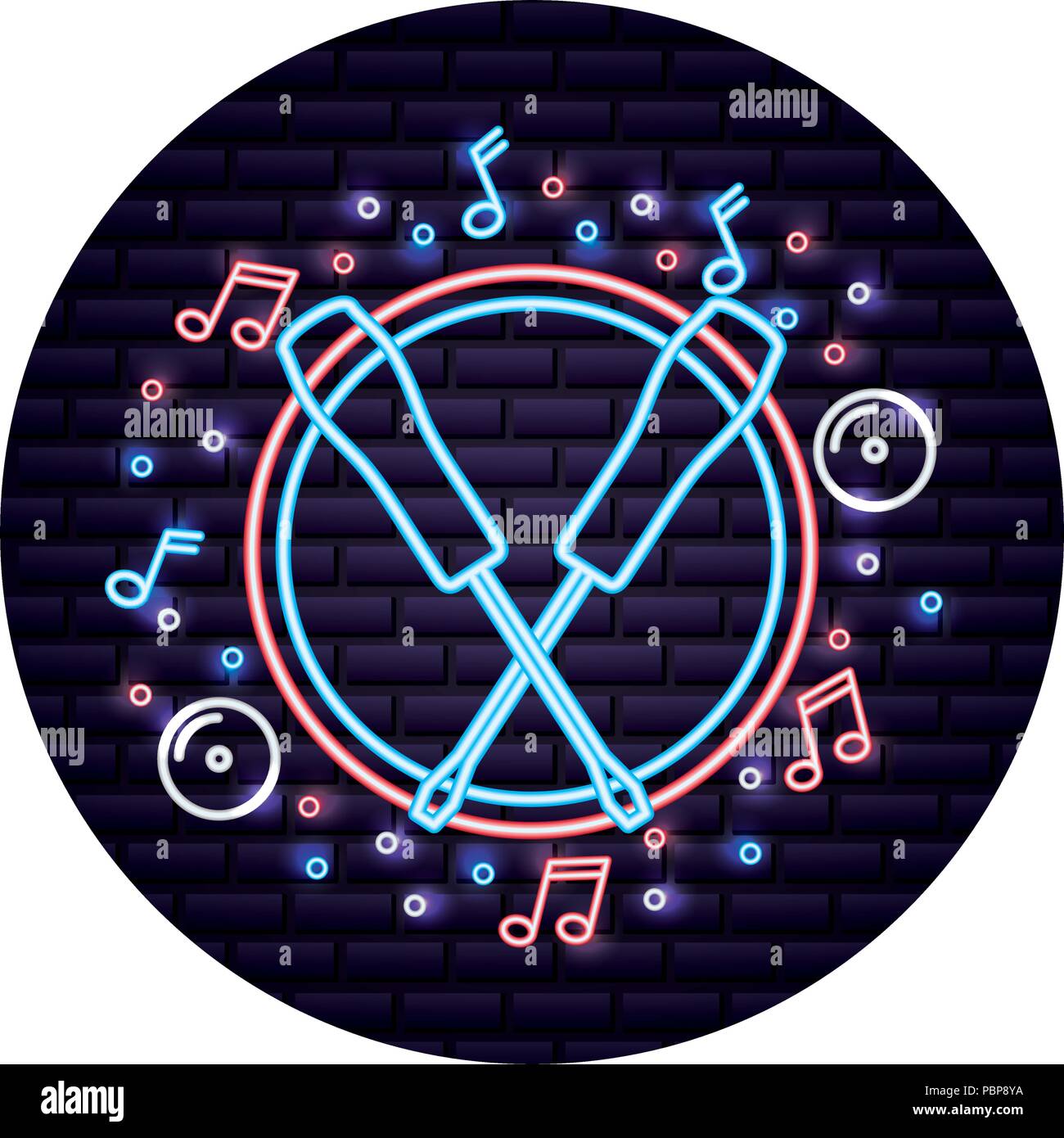 tools crossed screwdrivers brick wall neon vector illustration Stock ...