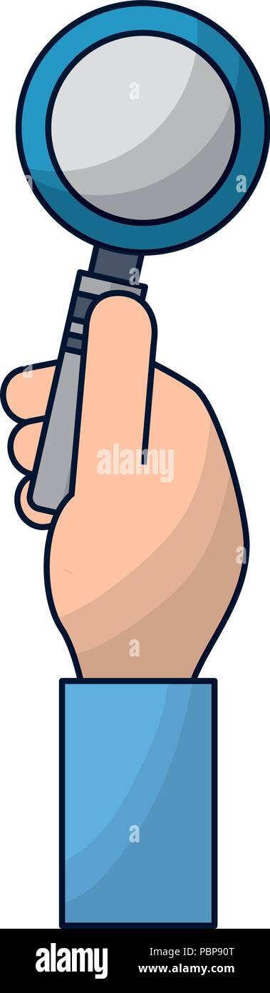 hand holding magnifying glass searching vector illustration Stock ...