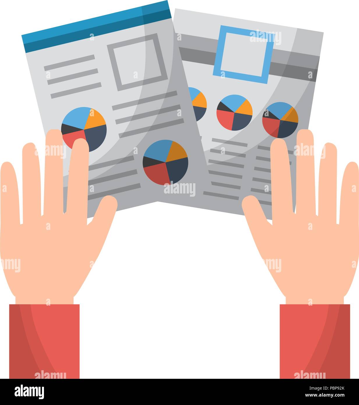 hands holding report documents business vector illustration Stock ...