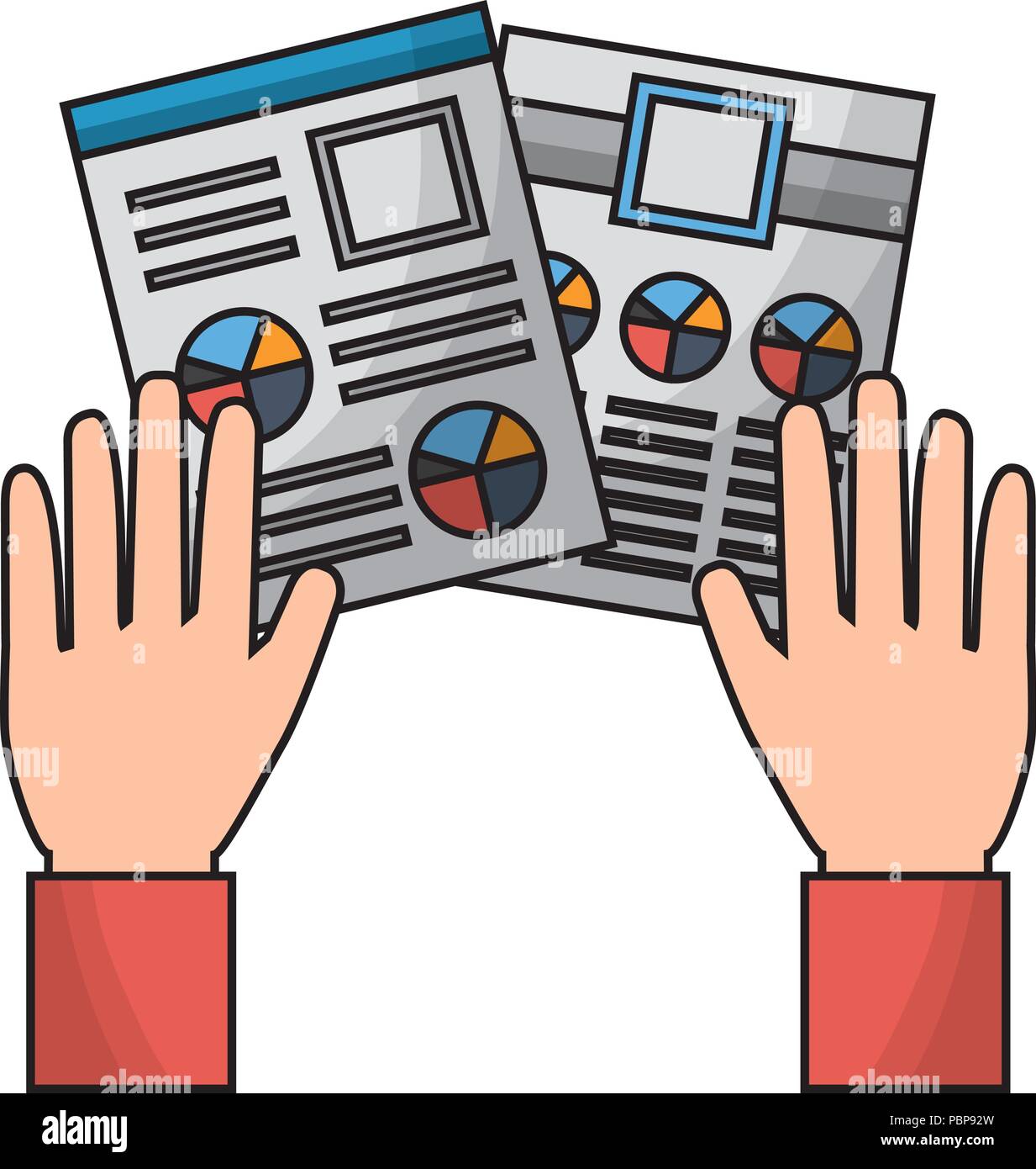 hands holding report documents business vector illustration Stock ...