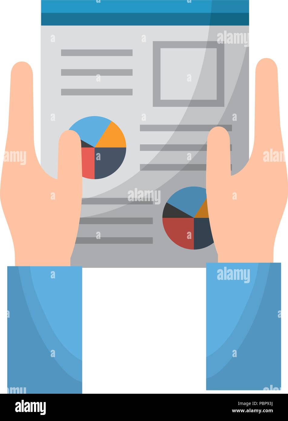 hands holding report document business vector illustration Stock Vector ...
