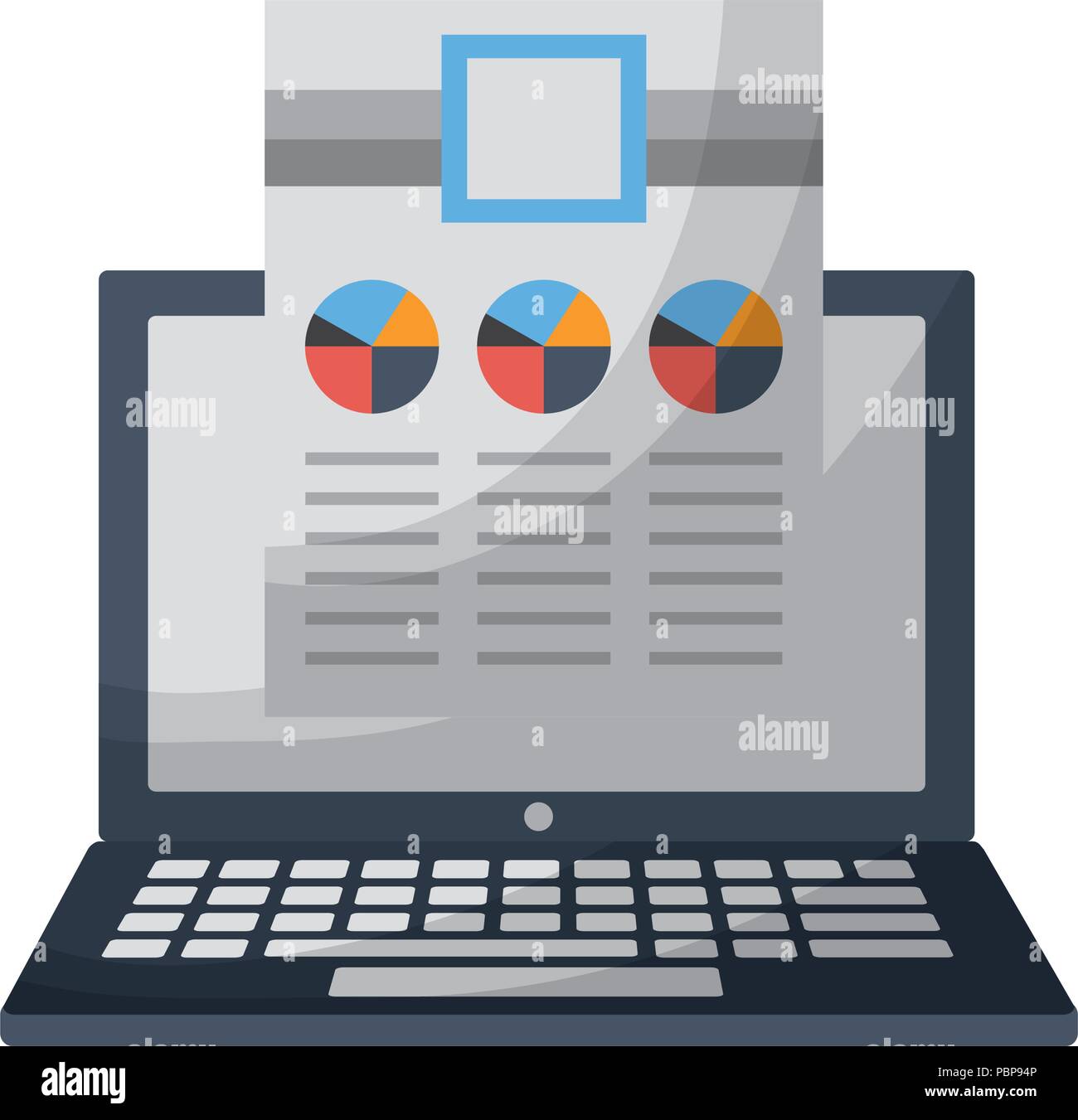 laptop computer document report work vector illustration Stock Vector ...