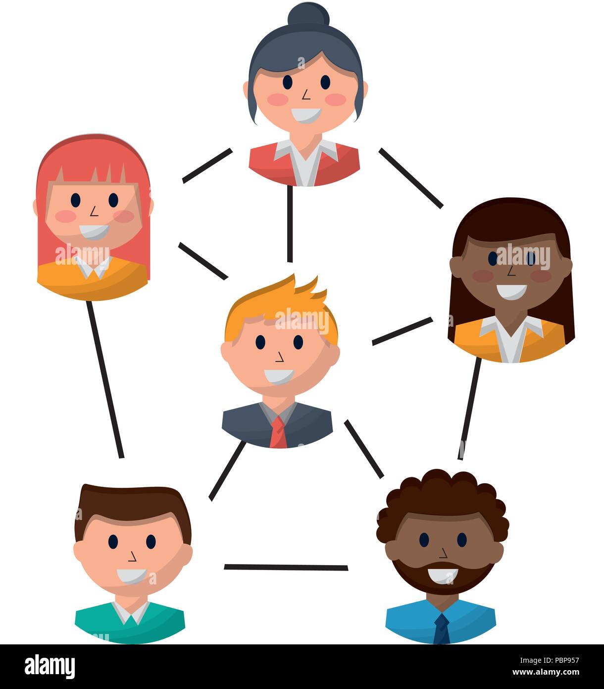 business people team work connected vector illustration Stock Vector ...