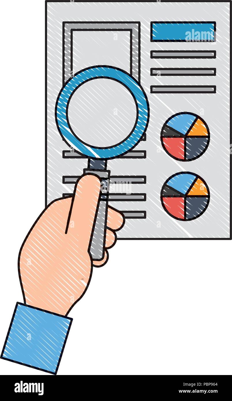 hand with document file and magnifying glass vector illustration design ...
