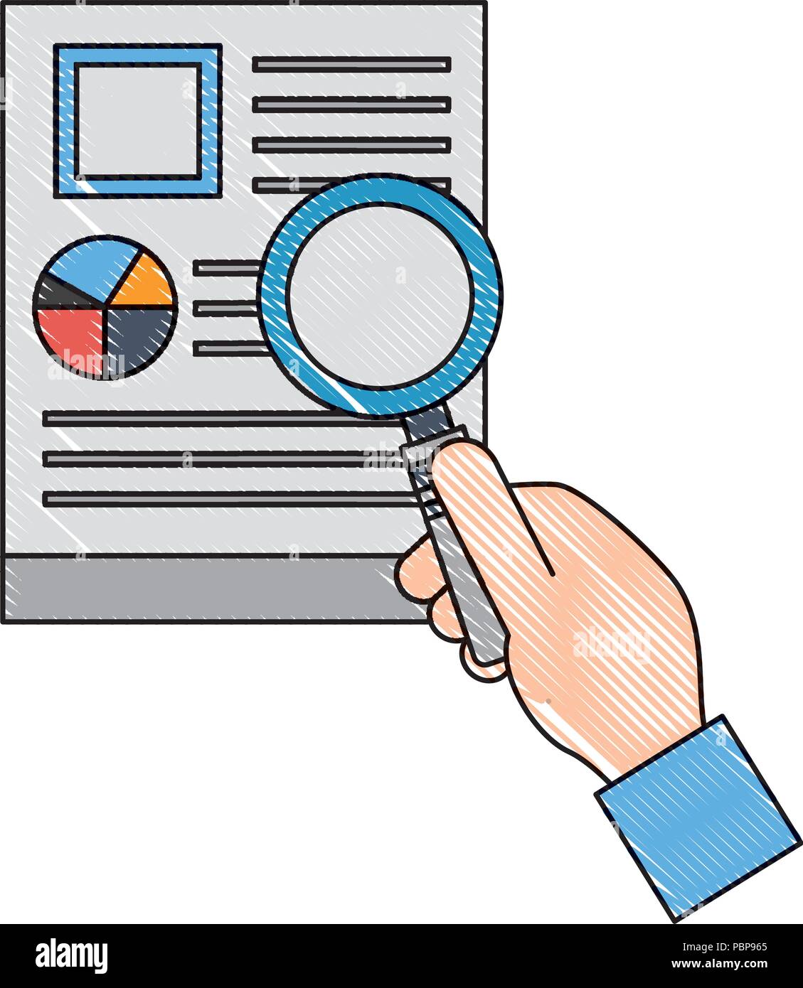 hand with document file and magnifying glass vector illustration design ...