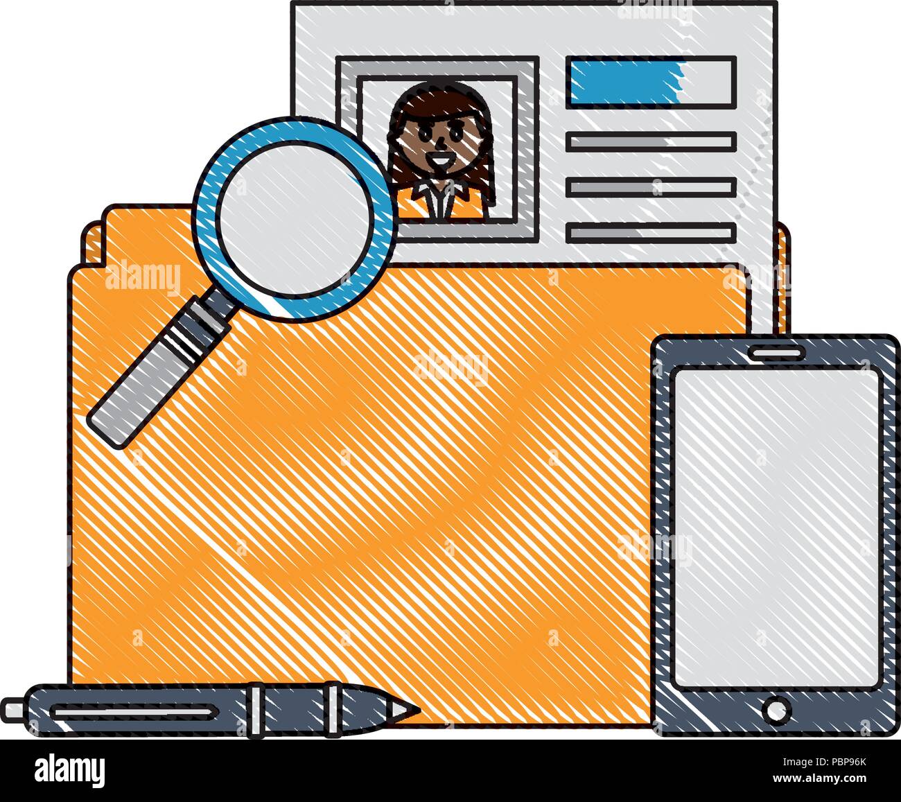 folder with curriculum vitae and objects vector illustration design ...