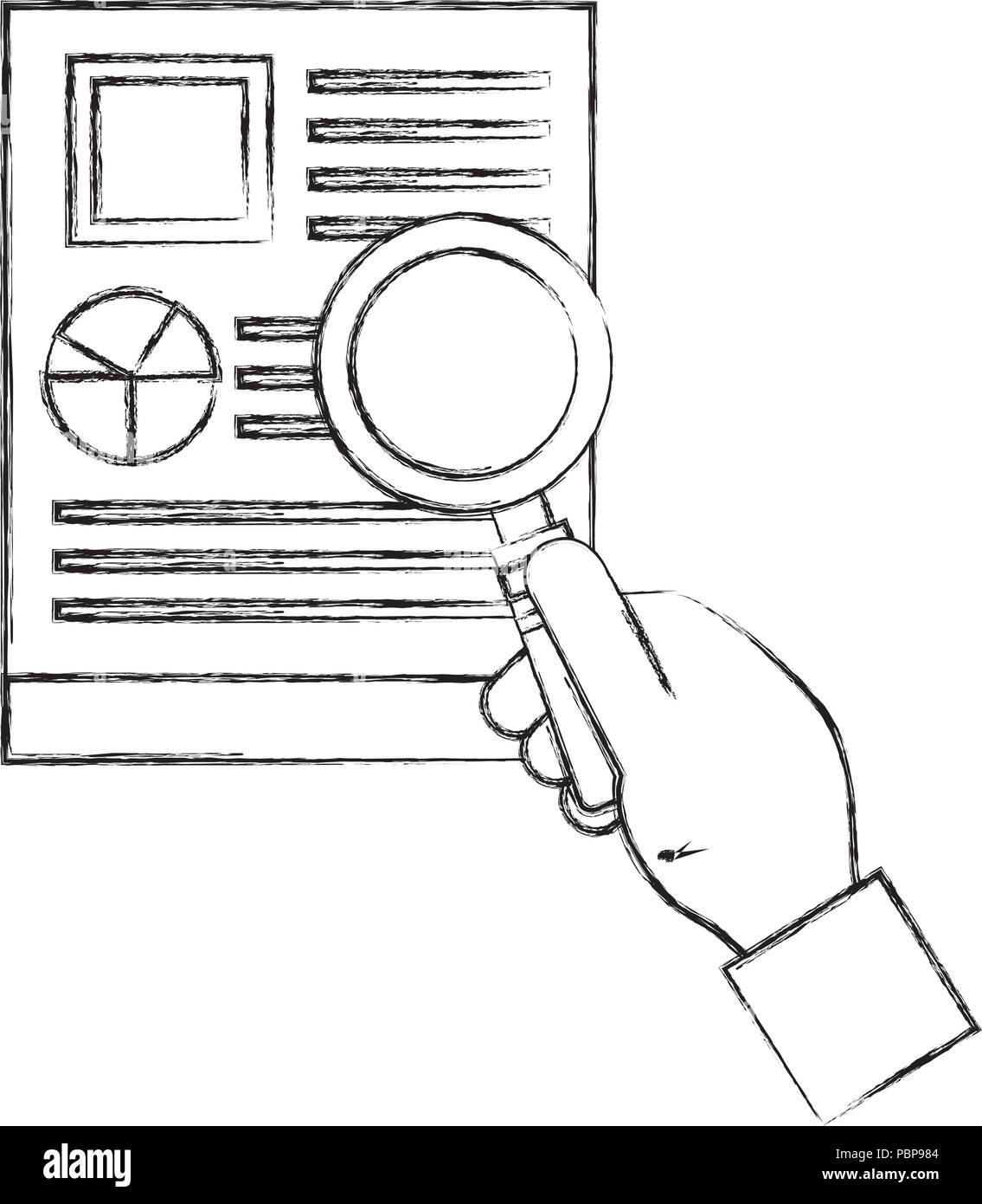 hand with document file and magnifying glass vector illustration design ...