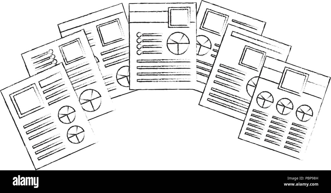 set documents files with statistics graphic vector illustration design ...