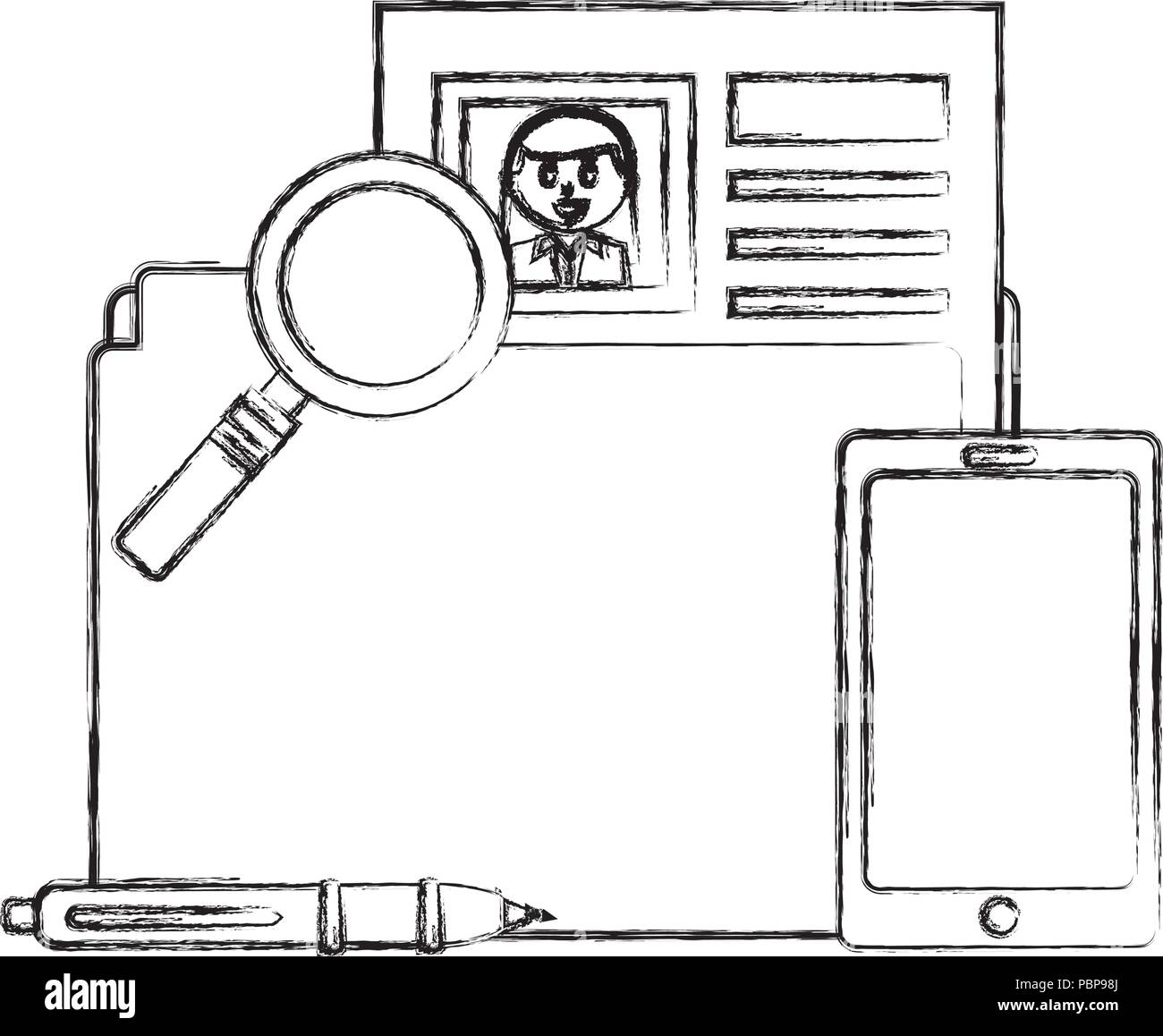 folder with curriculum vitae and objects vector illustration design ...