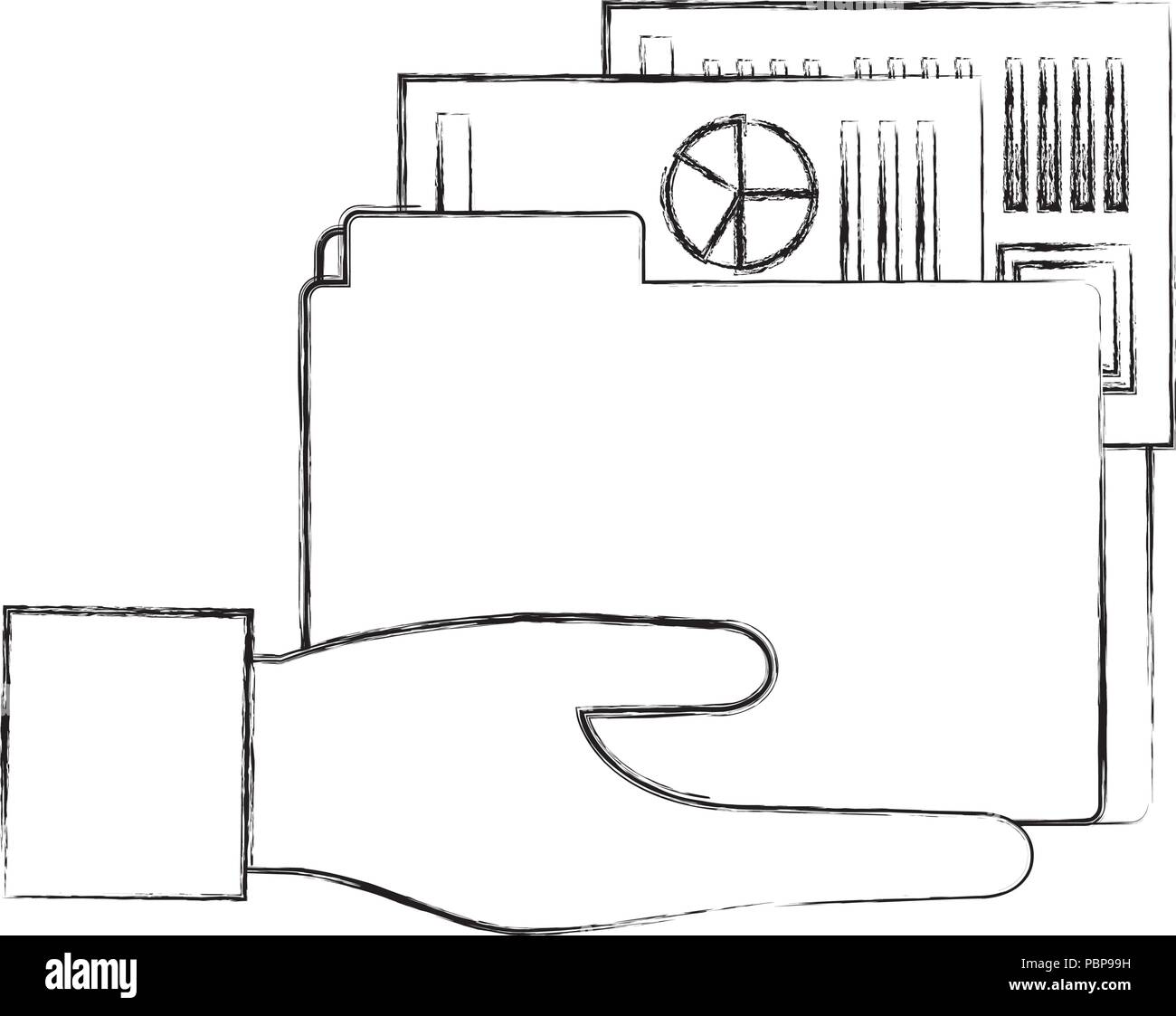 hand and folder with documents files vector illustration design Stock ...