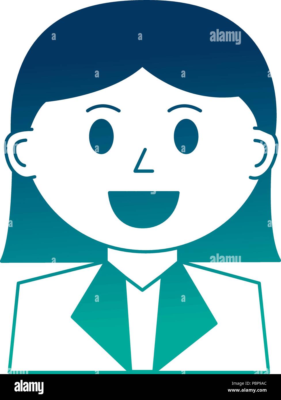business woman employee portrait character vector illustration neon ...
