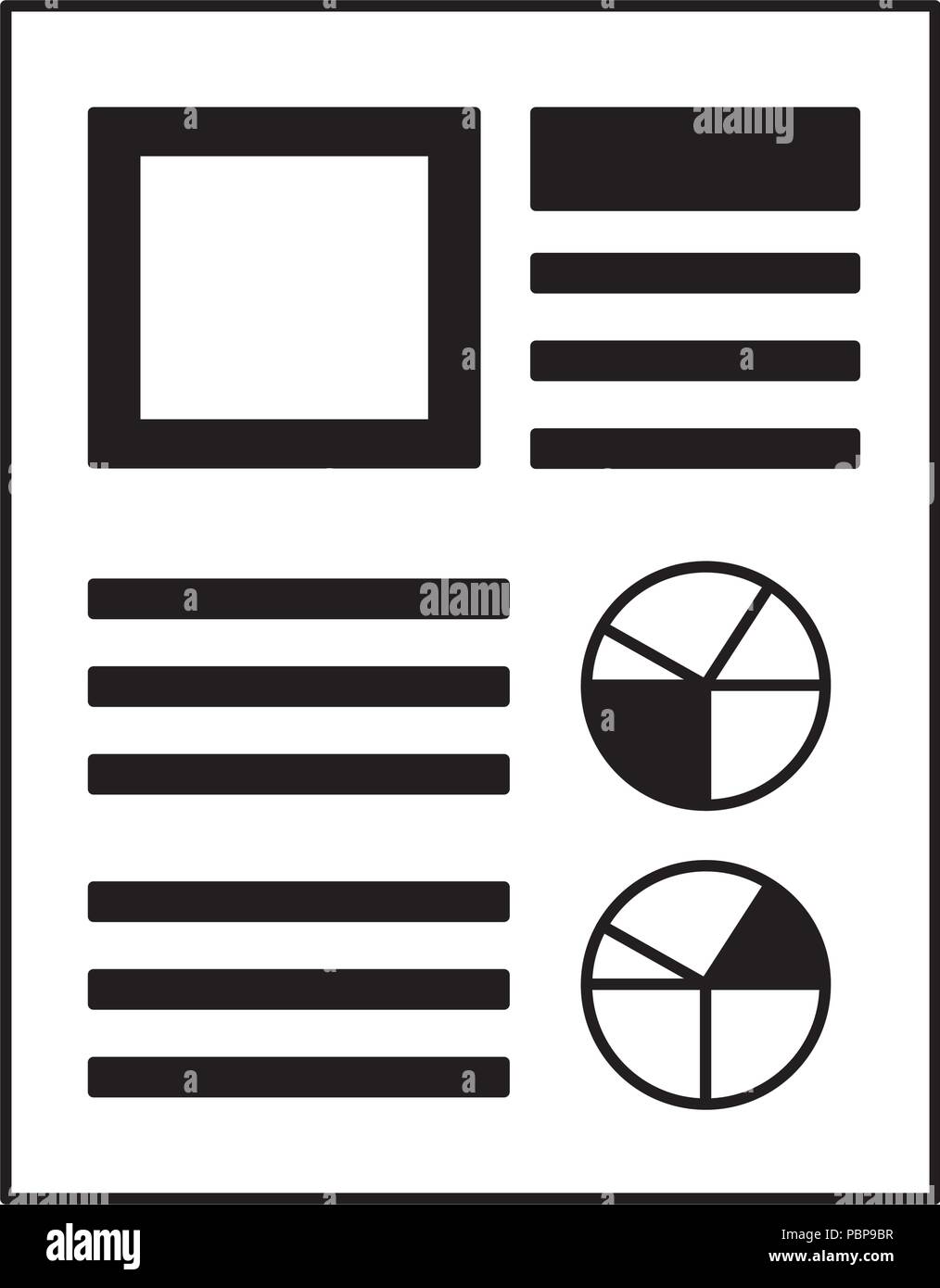 financial document report pie chart vector illustration monochrome ...