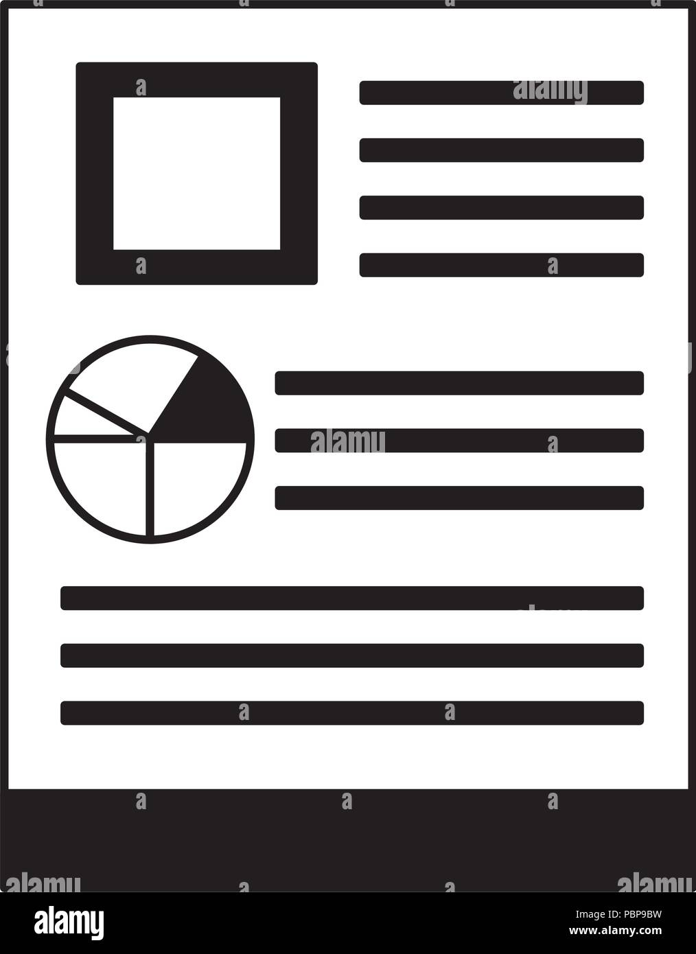 financial document report pie chart vector illustration monochrome ...