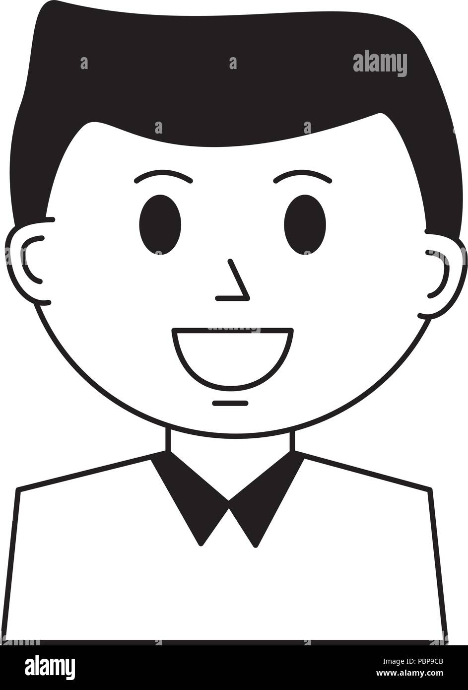 business man employee portrait character vector illustration monochrome ...