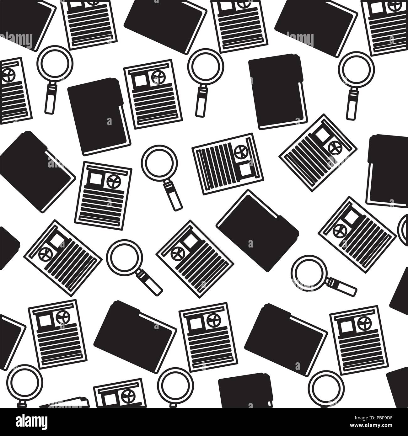 human resources folder curriculum and magnifying glass background ...