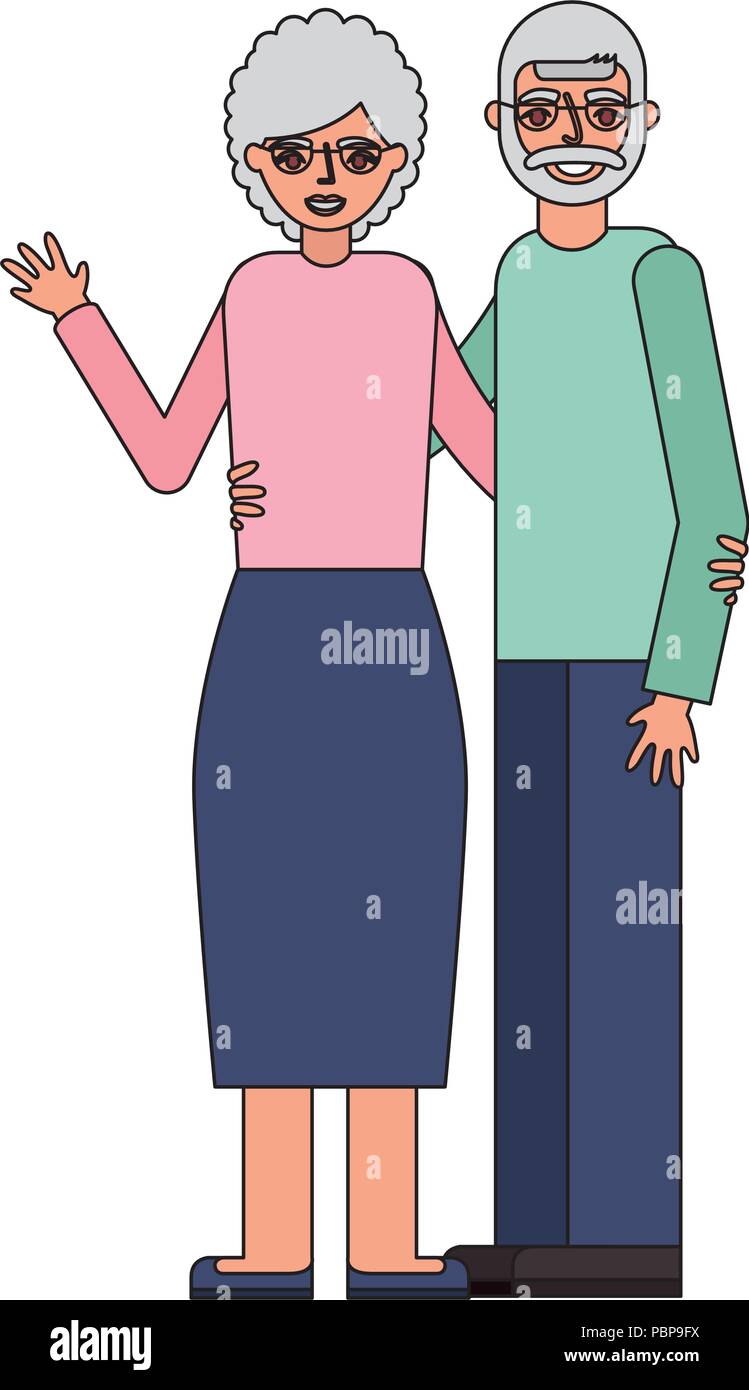 cute grandparents avatar characters vector illustration design Stock ...
