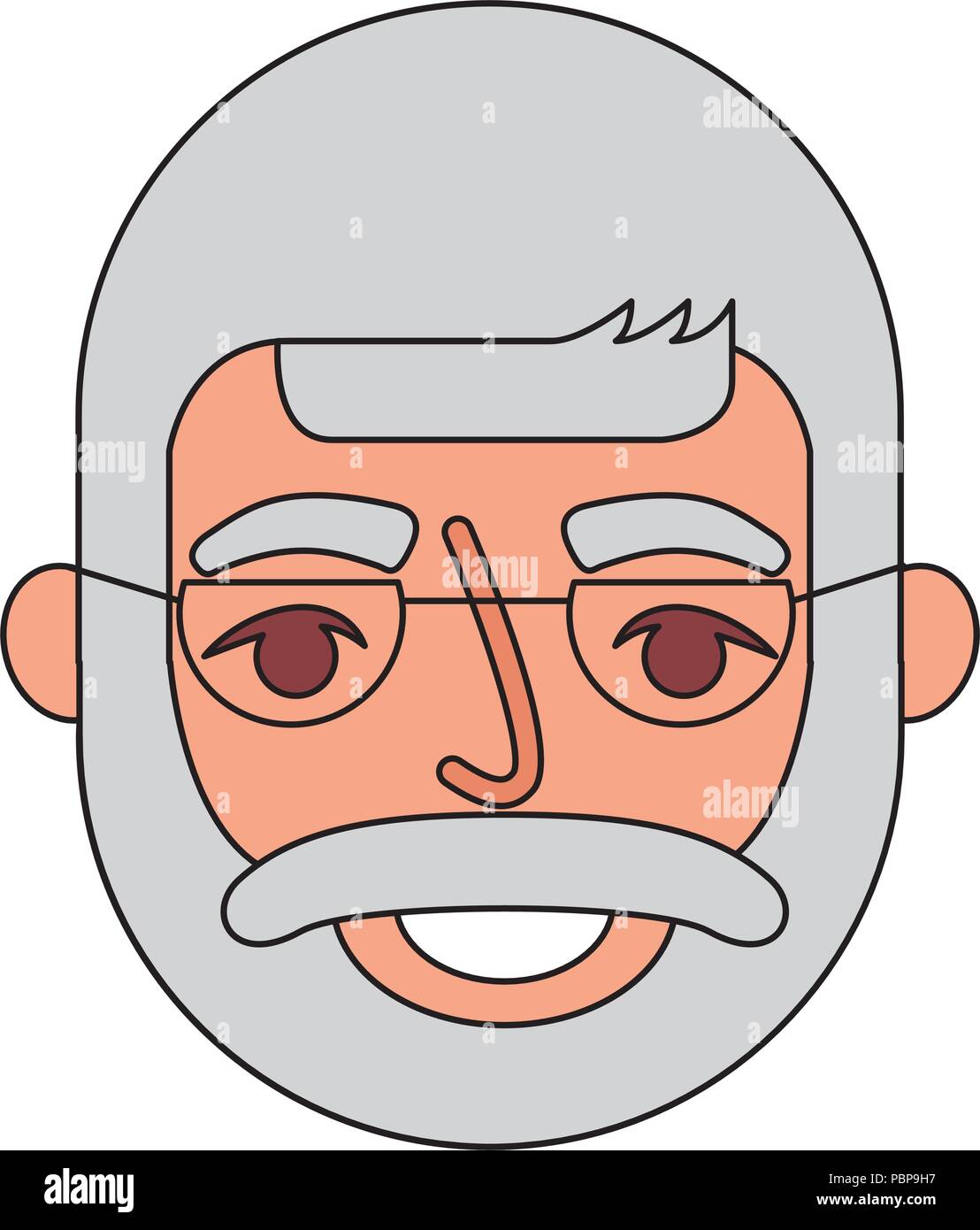 head cute grandfather avatar character vector illustration design Stock ...