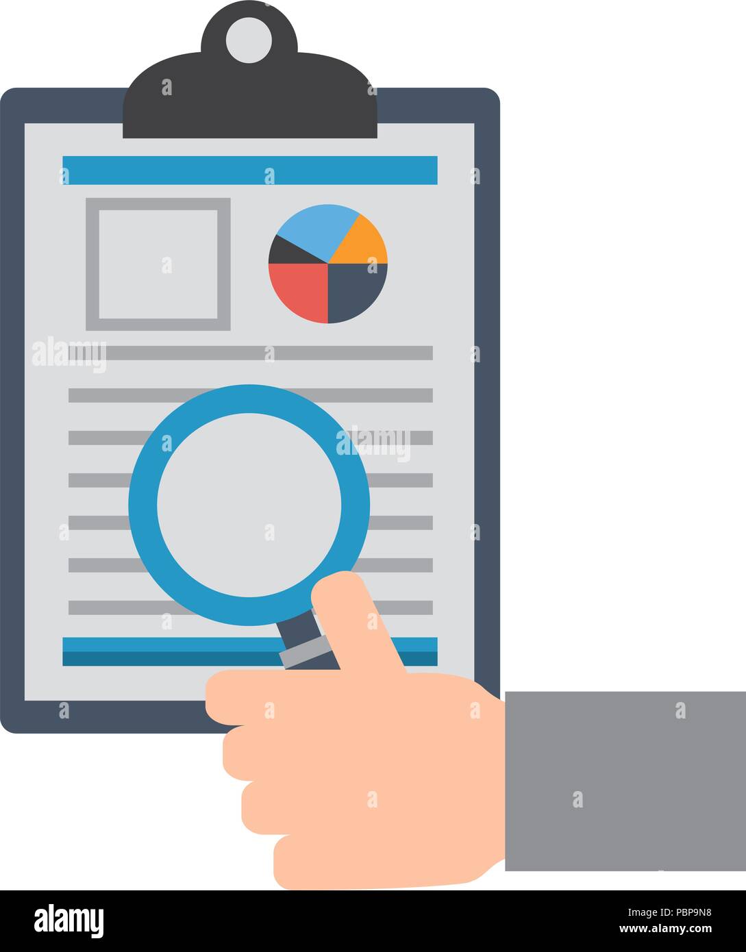 hand with checklist and magnifying glass vector illustration design ...