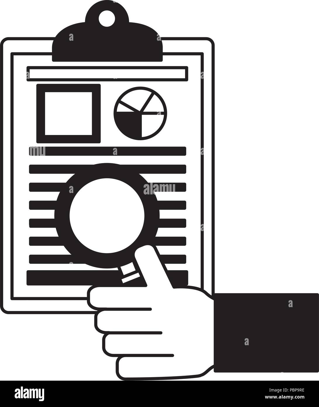 hand with checklist and magnifying glass vector illustration design ...