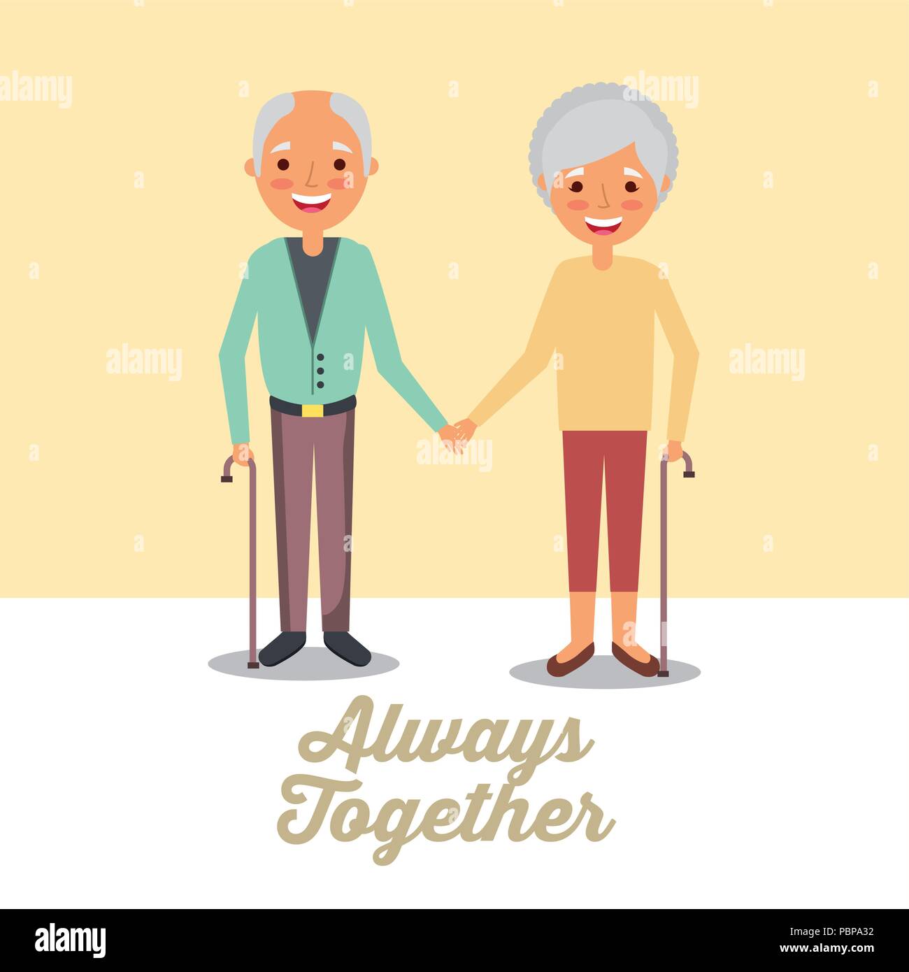 smiling grandpa and grandma always together grandparents day vector ...