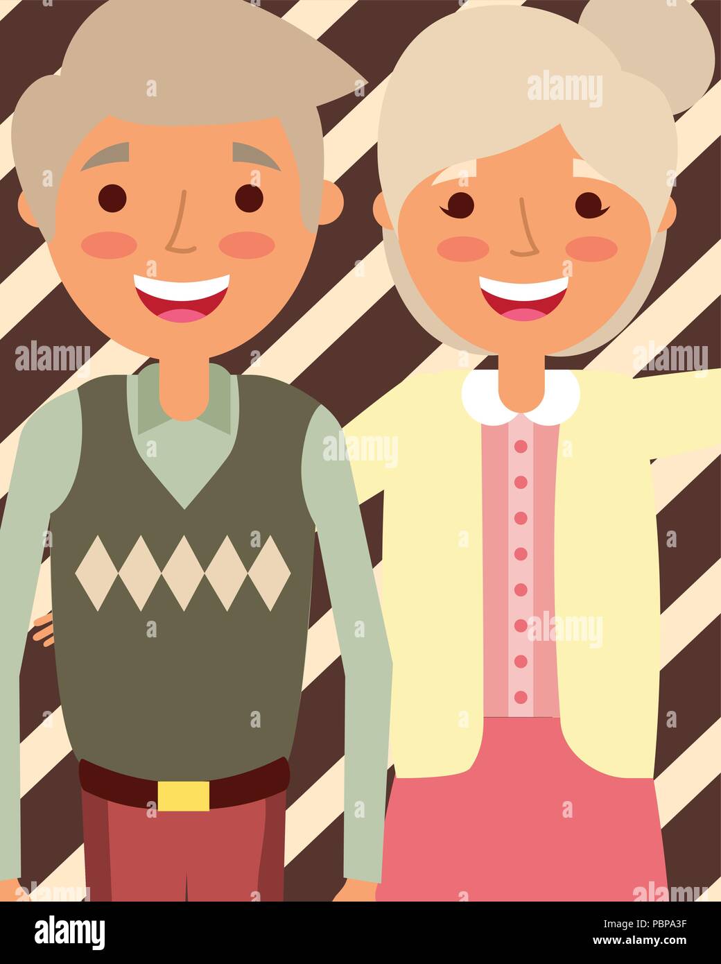 grandpa and grandma embraced happy characters vector illustration Stock ...