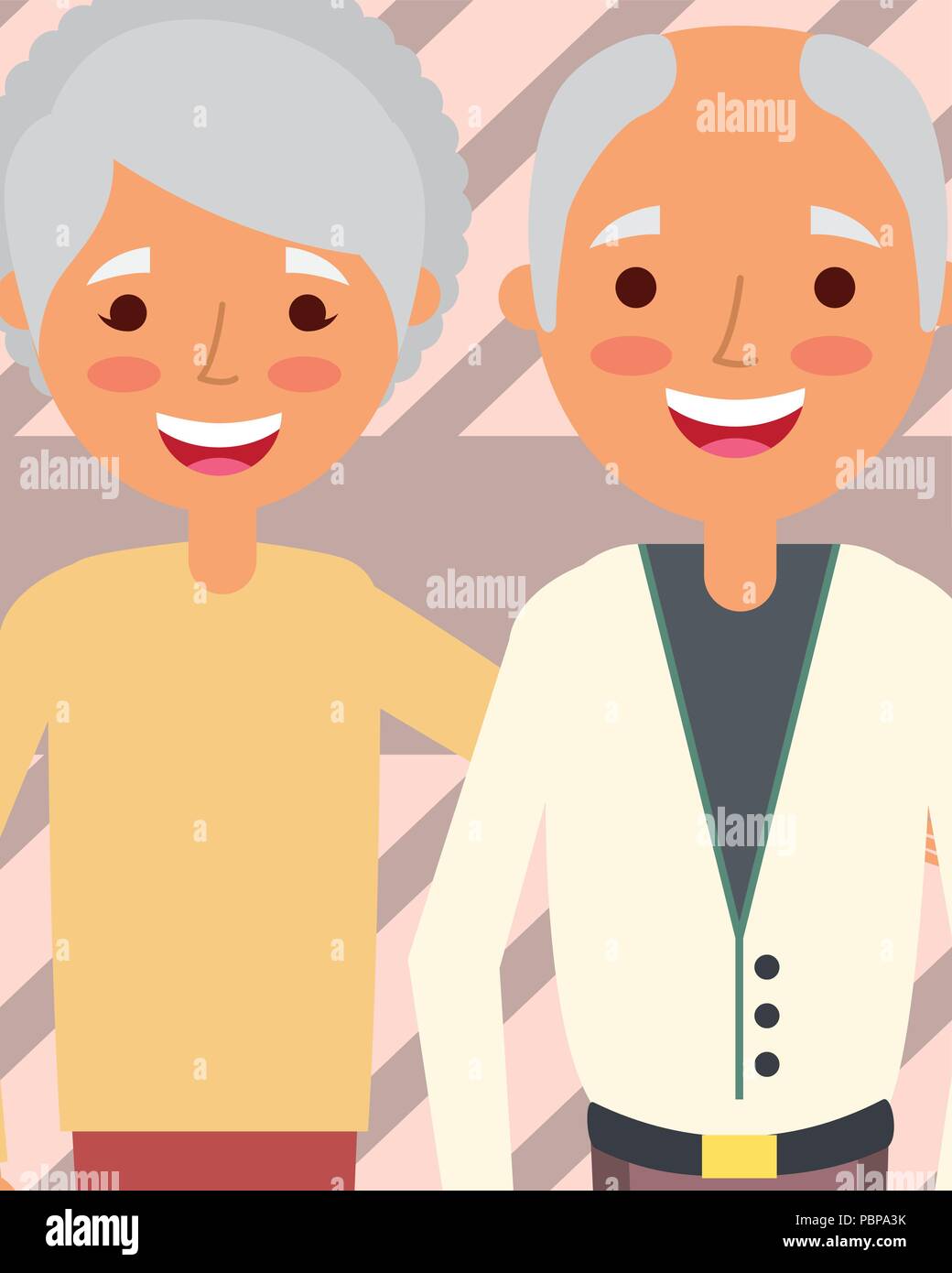 grandpa and grandma embraced happy characters vector illustration Stock ...
