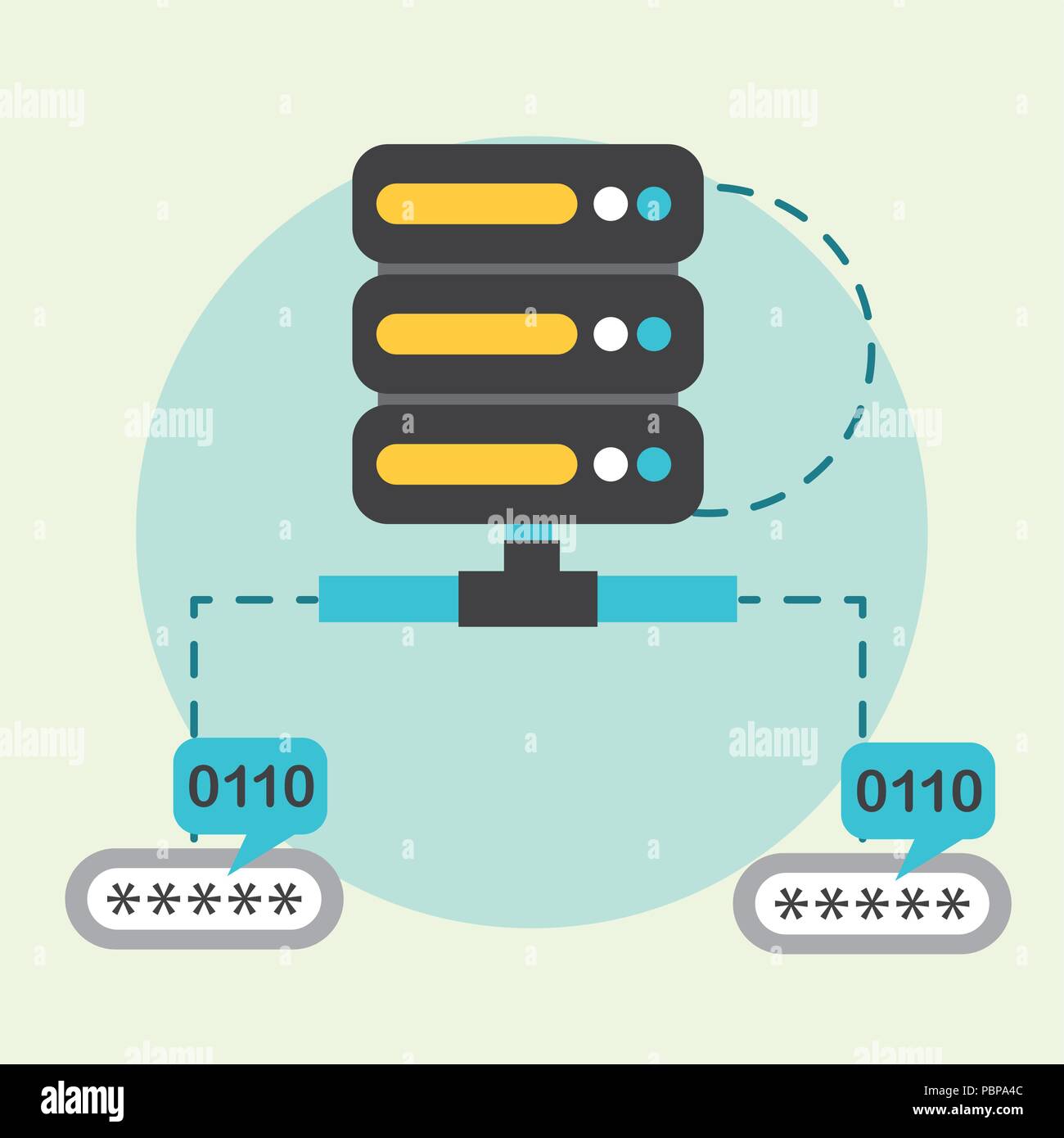 data base server binary digital connection vector illustration Stock ...