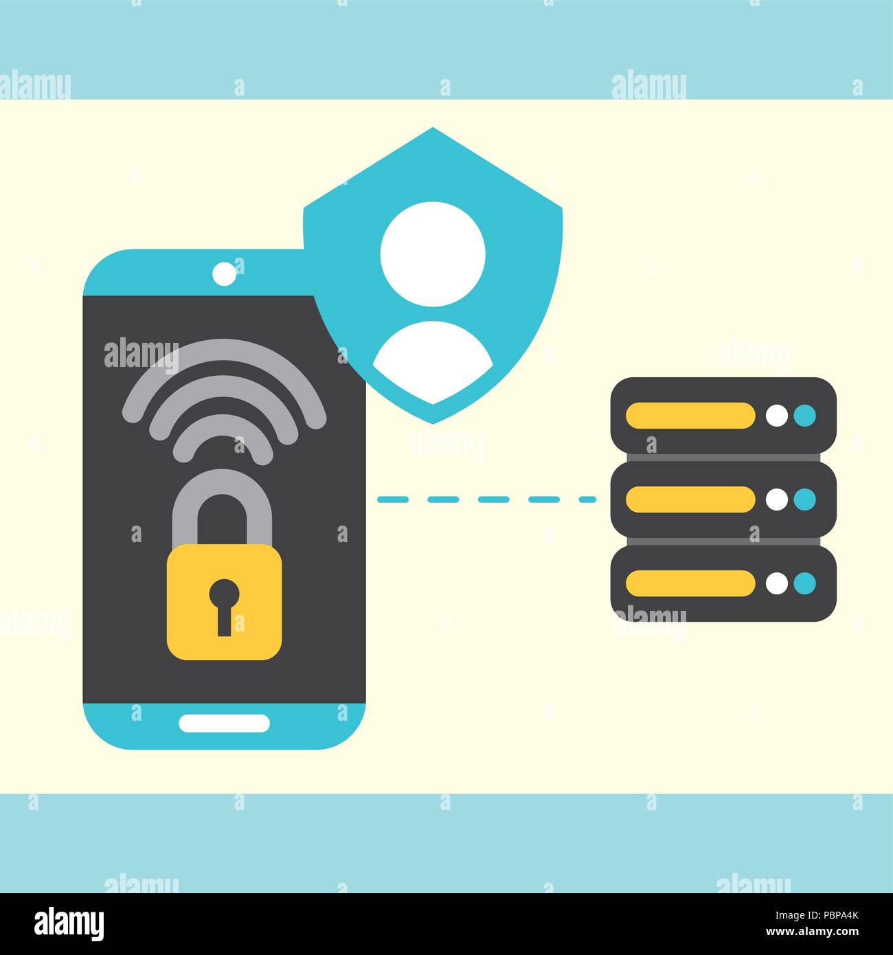 smartphone secure wifi data base storage vector illustration Stock ...