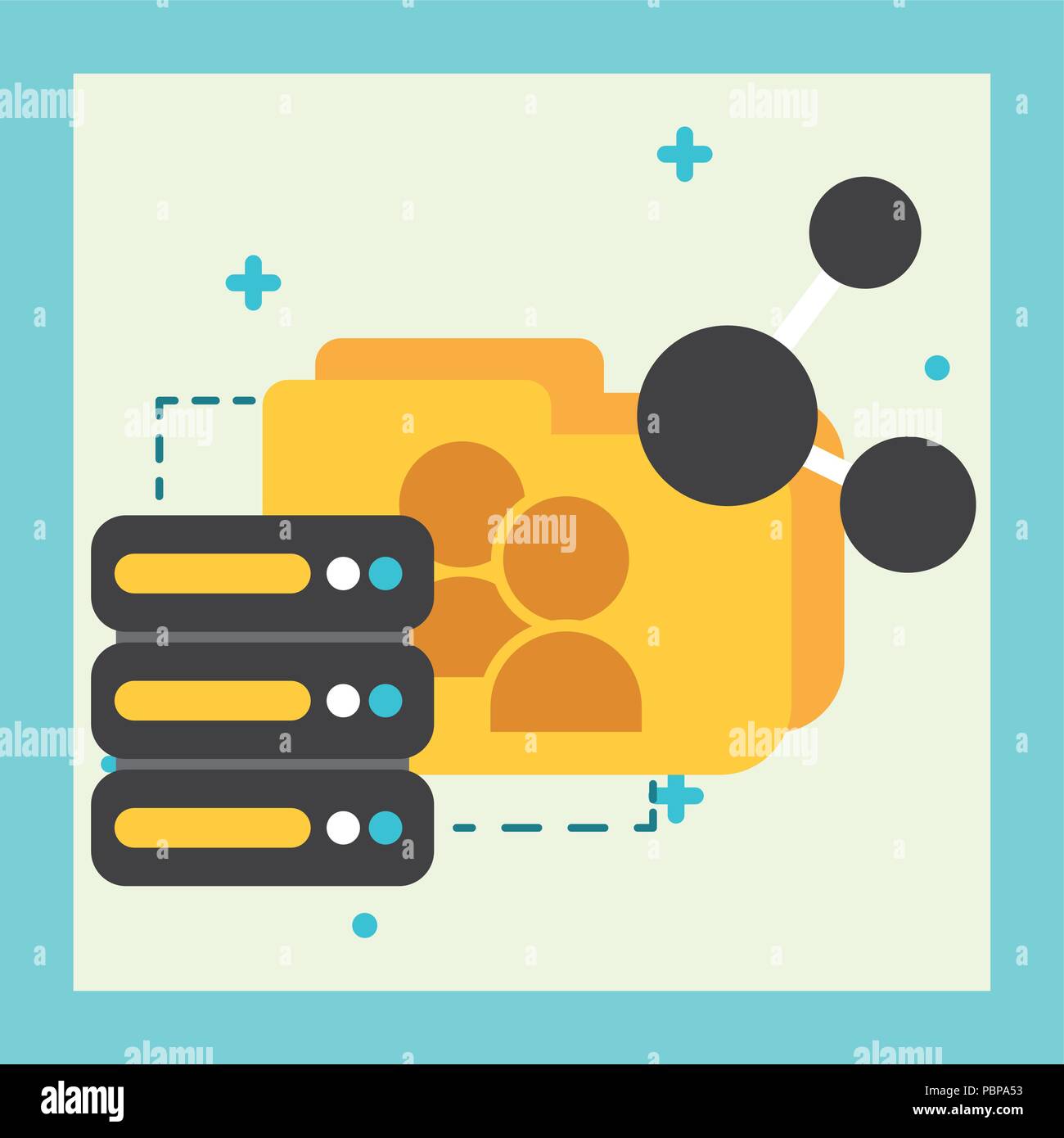 database center server folder file contacts vector illustration Stock ...