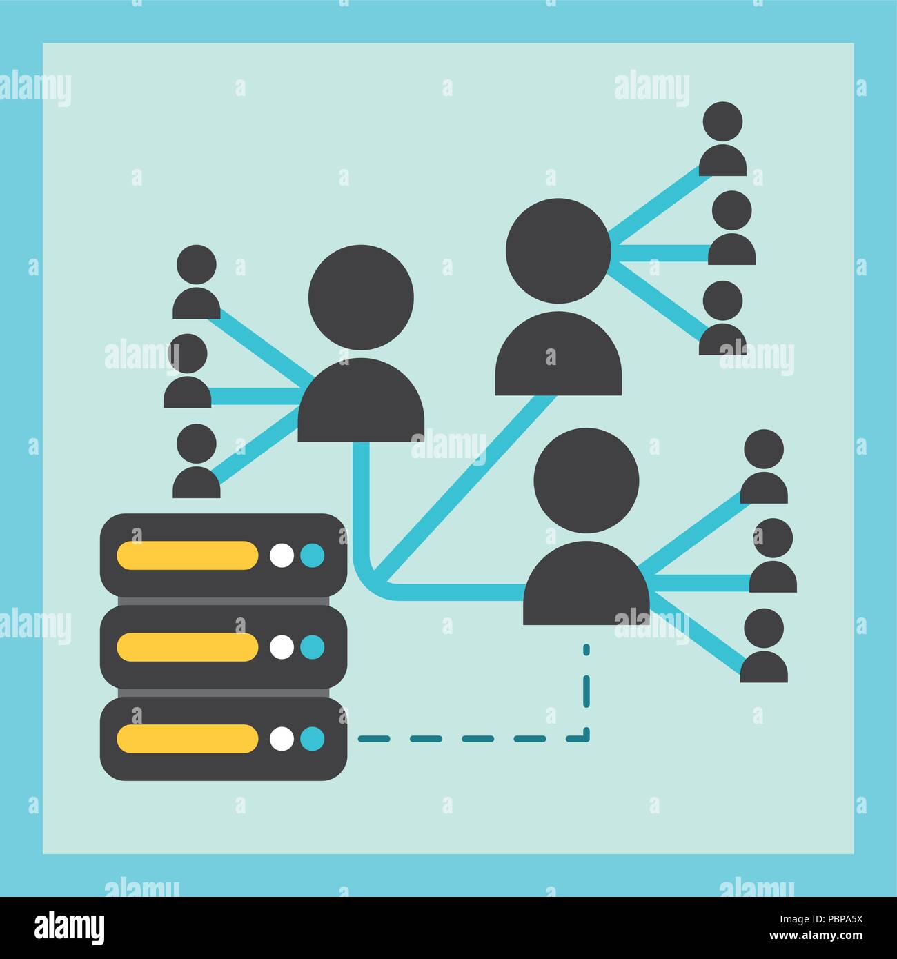 database center server people community connection vector illustration ...