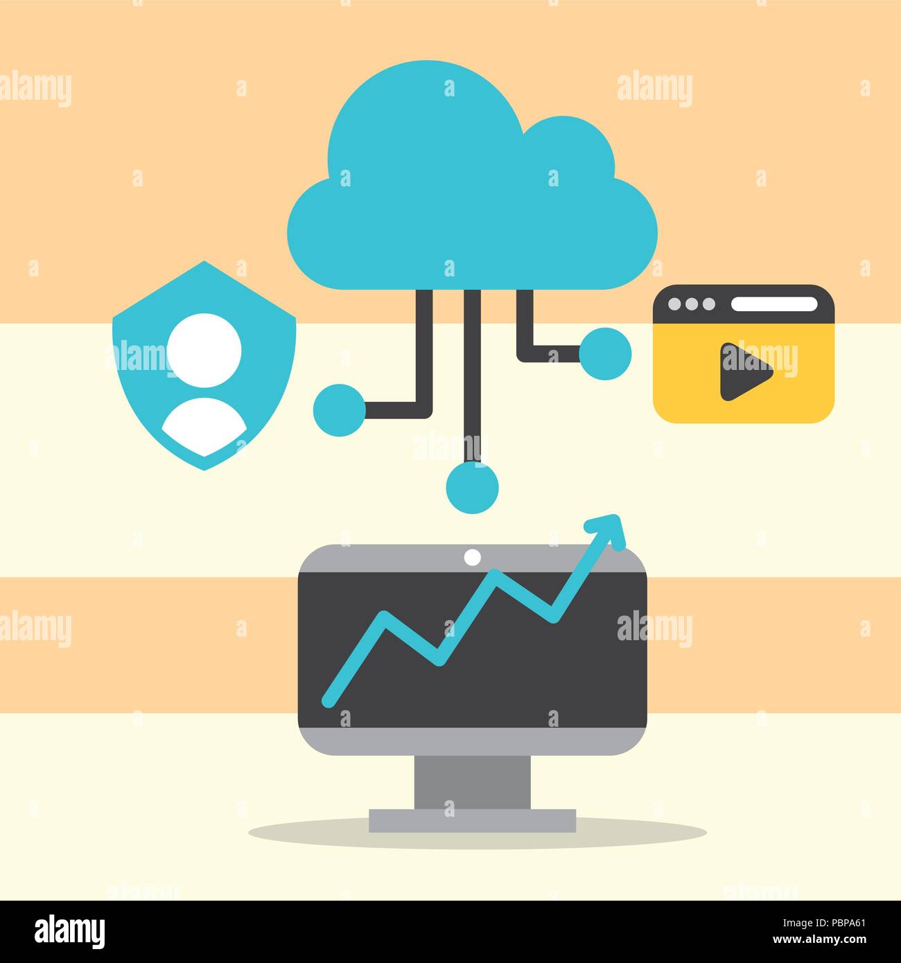 computer cloud storage data information connected vector illustration ...