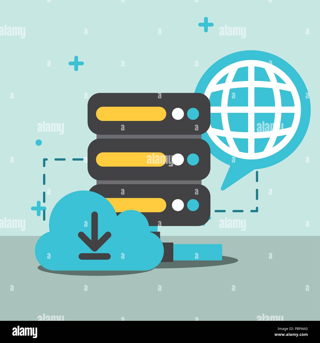 Cloud Computing Storage Database Center Global Vector Illustration