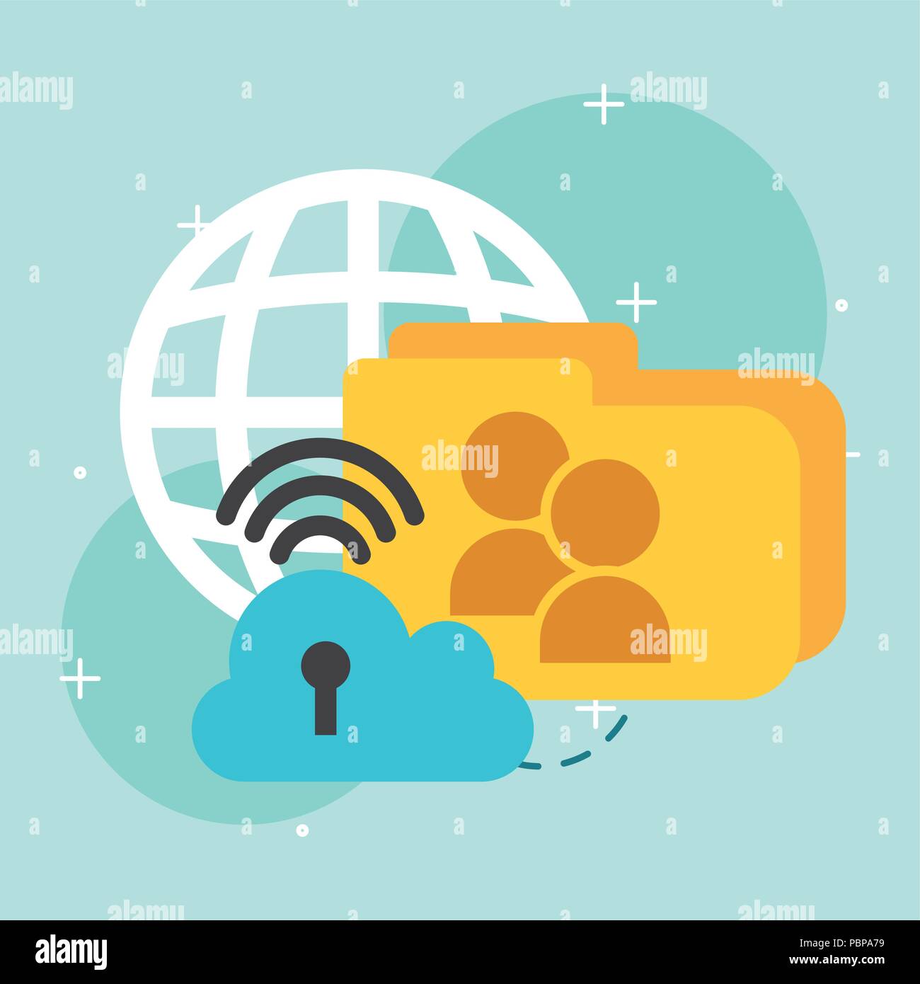 cloud storage folder global wifi internet data vector illustration ...