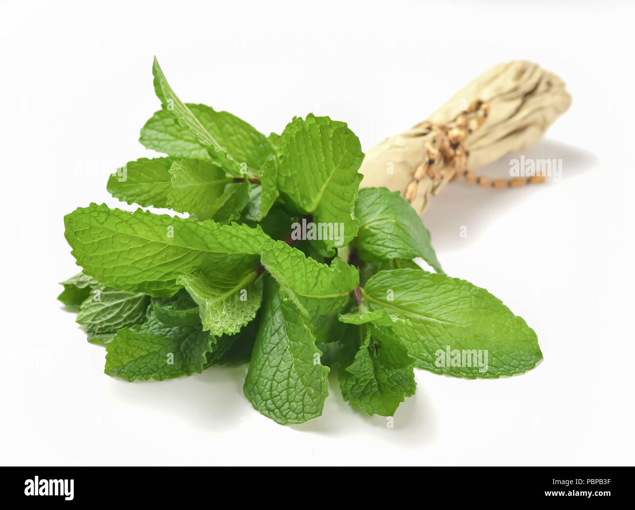 Bunch of mint leaves isolated on white background Stock Photo - Alamy