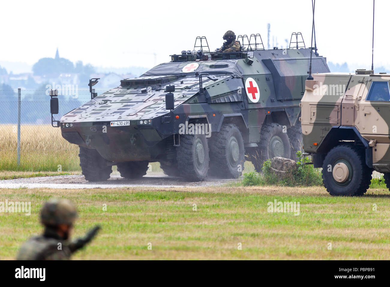 FELDKIRCHEN / GERMANY - JUNE 9, 2018: German armoured medical carrier ...