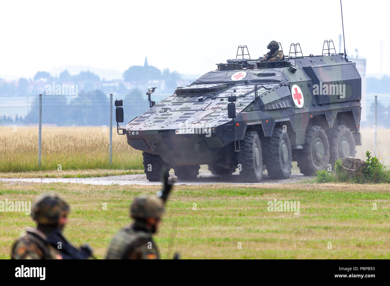 FELDKIRCHEN / GERMANY - JUNE 9, 2018: German armoured medical carrier ...