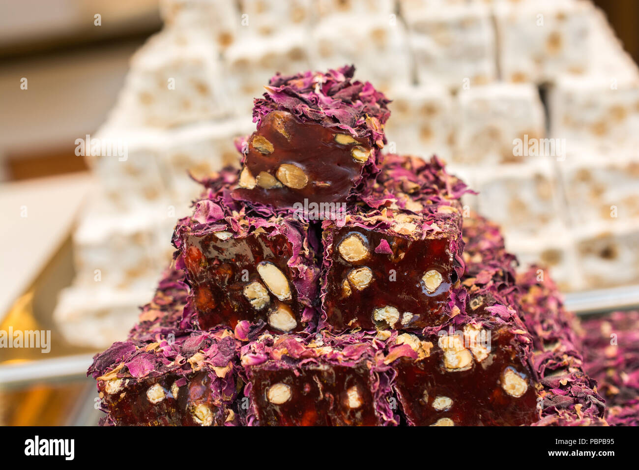 Load of traditional turkish delight lokum candy Stock Photo - Alamy