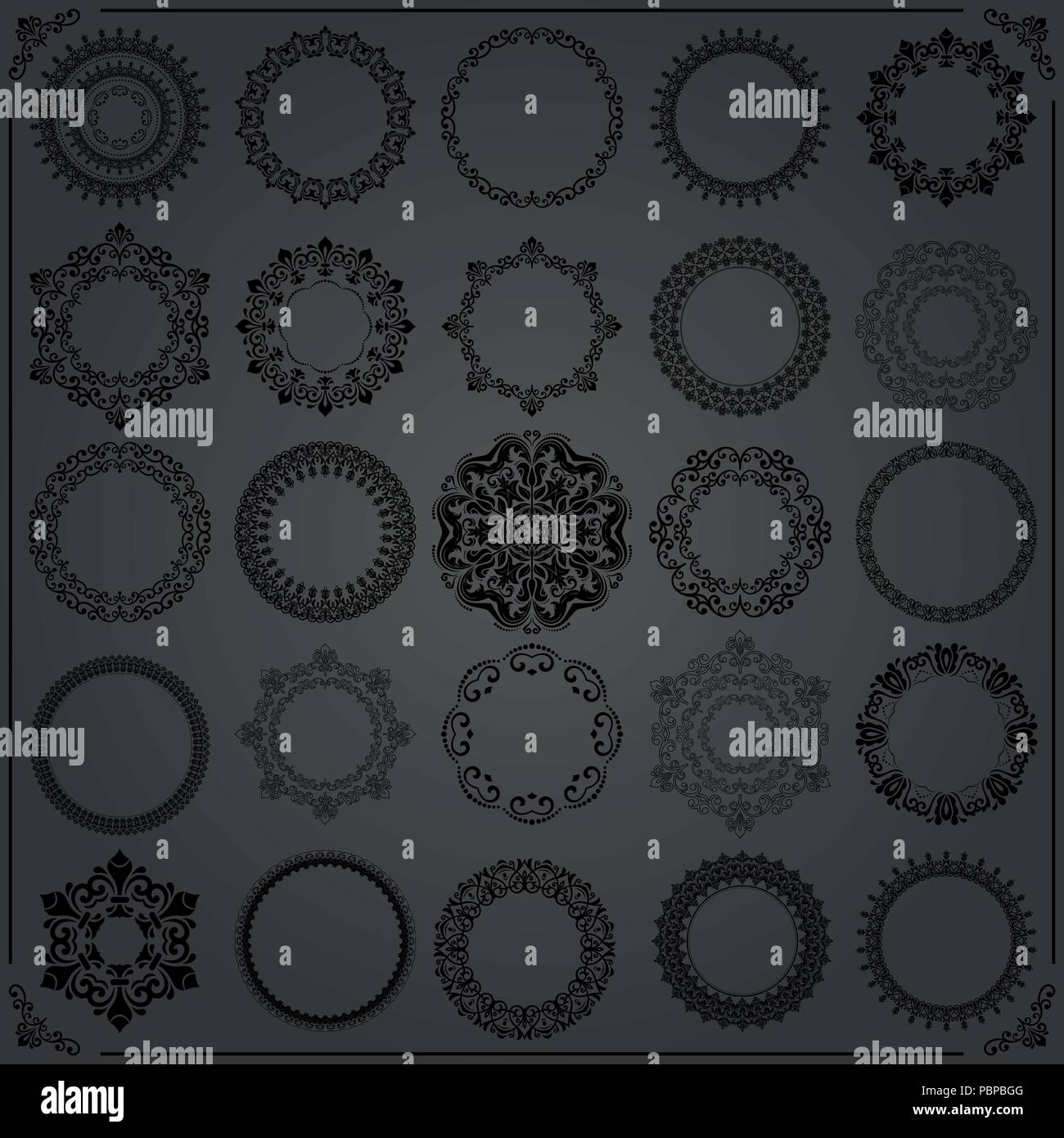 Vintage Set of Vector Round Elements Stock Vector Image & Art - Alamy