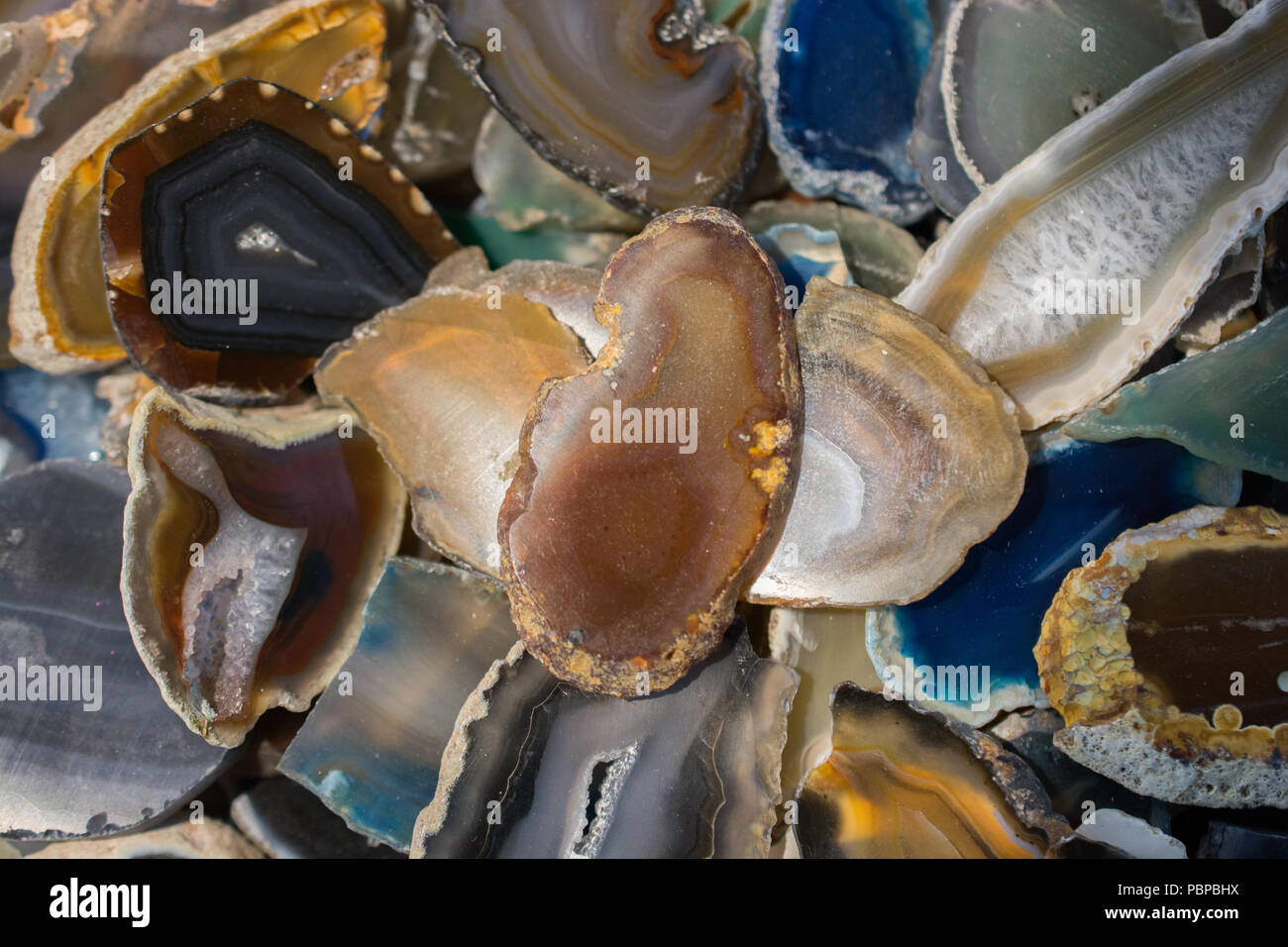 A cross section of Agate gemstone as natural mineral rock Stock Photo ...