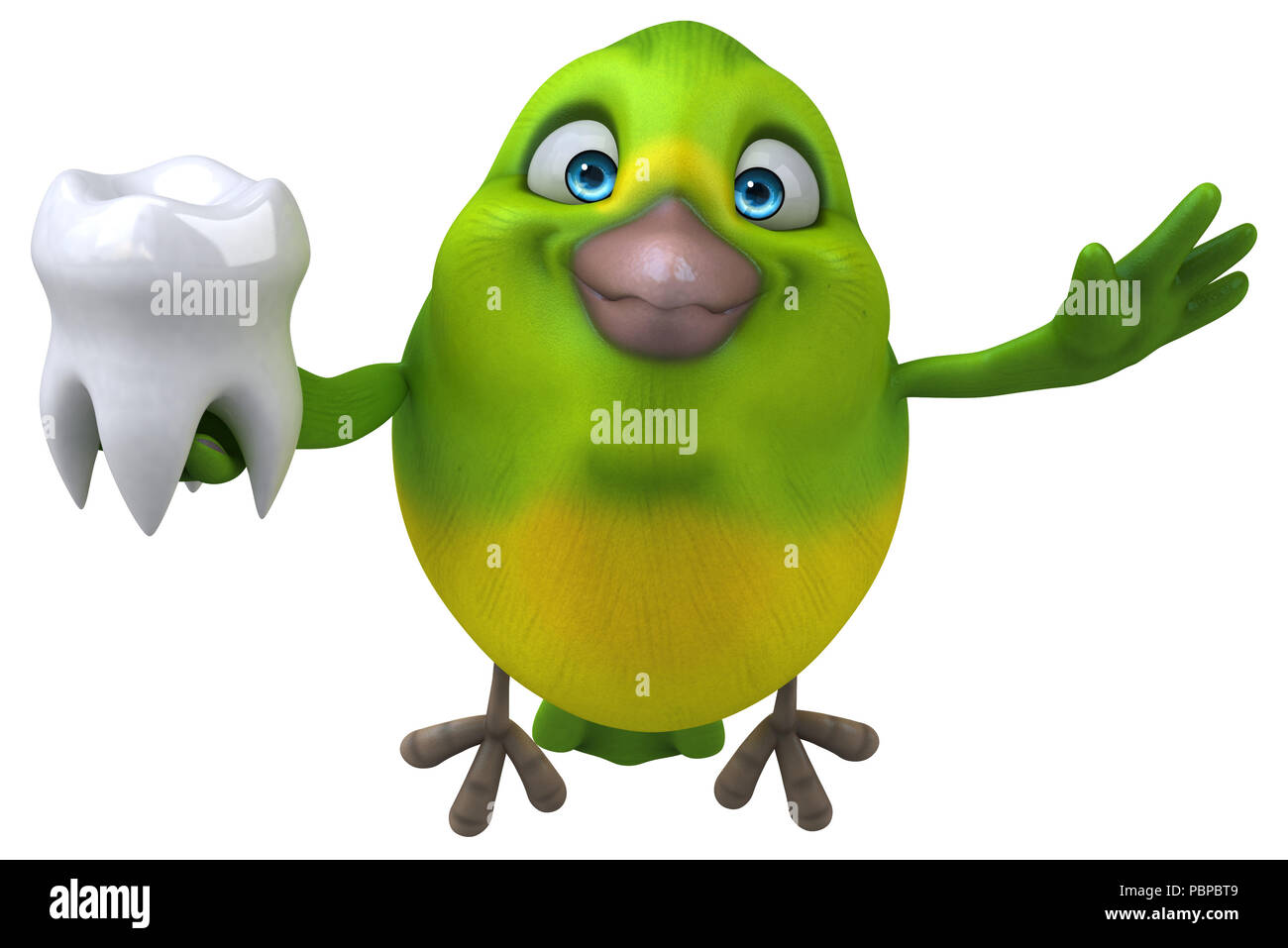 Fun green bird - 3D Illustration Stock Photo - Alamy