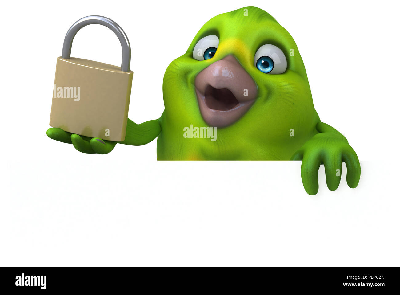 Fun green bird - 3D Illustration Stock Photo - Alamy