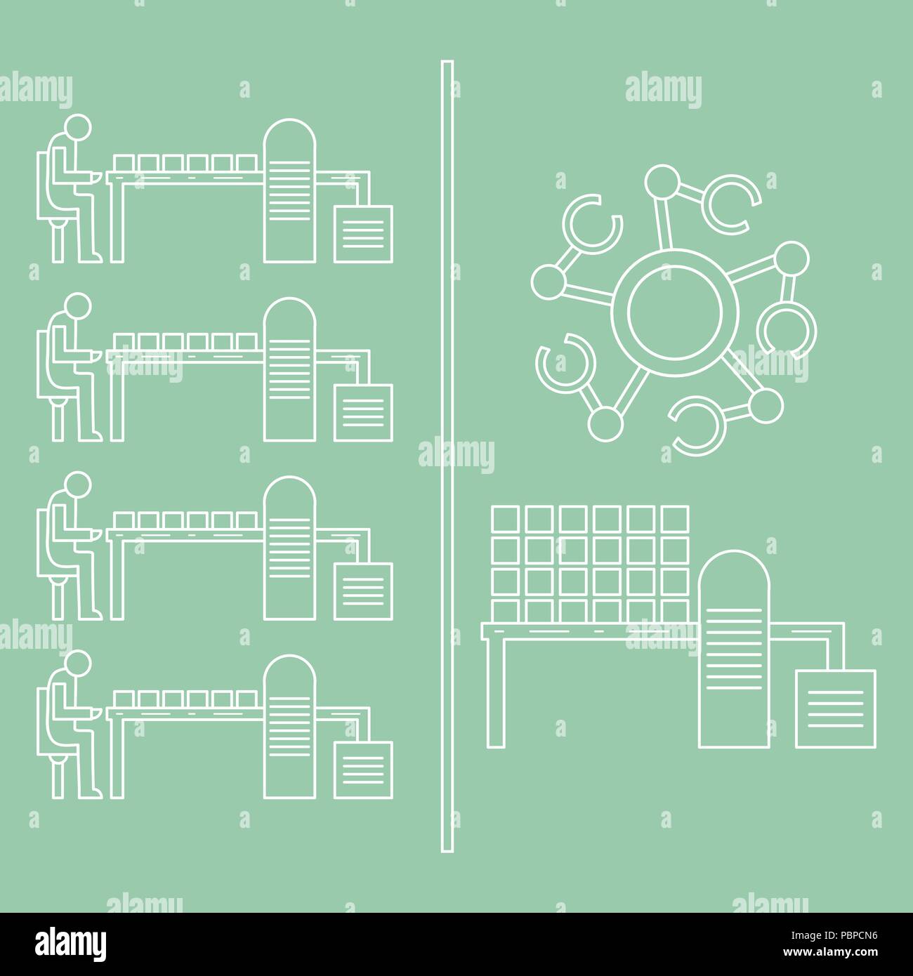 Smart automatic robotic production line. Replacement of people with ...
